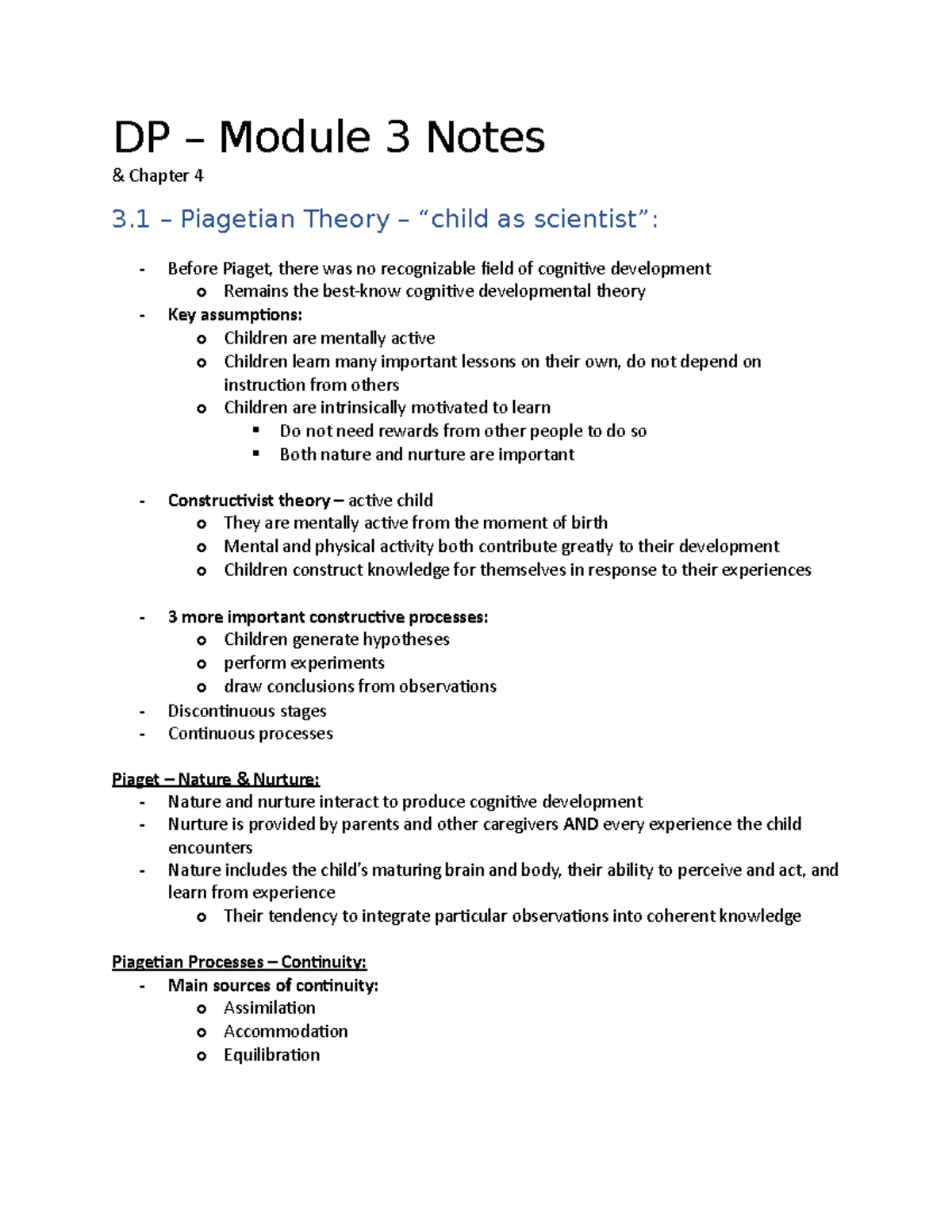 DP - Mod 3 - Theories of Cognitive Development - DP – Module 3 Notes ...