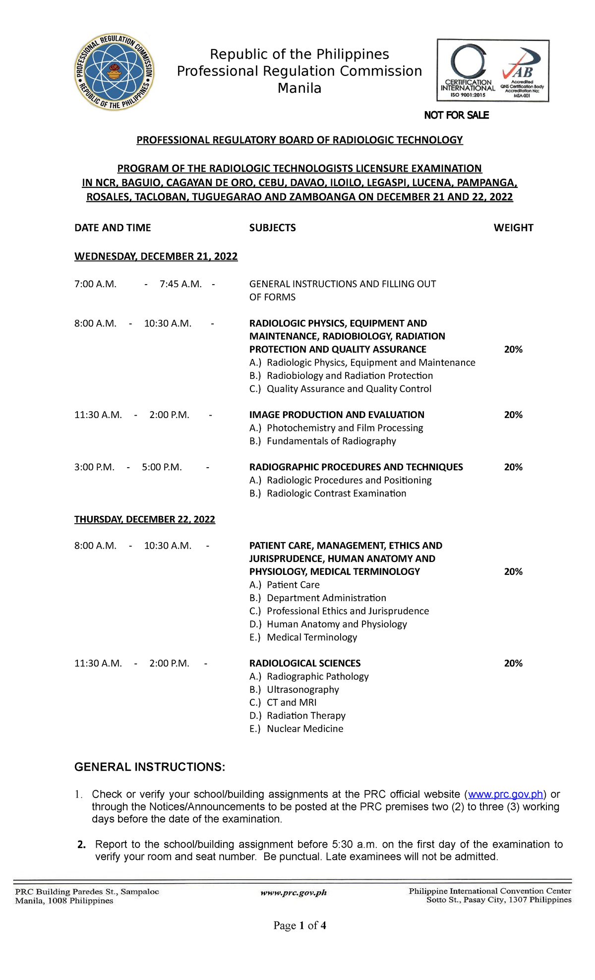 092322 exam program december 2022 rad tech - Republic of the ...