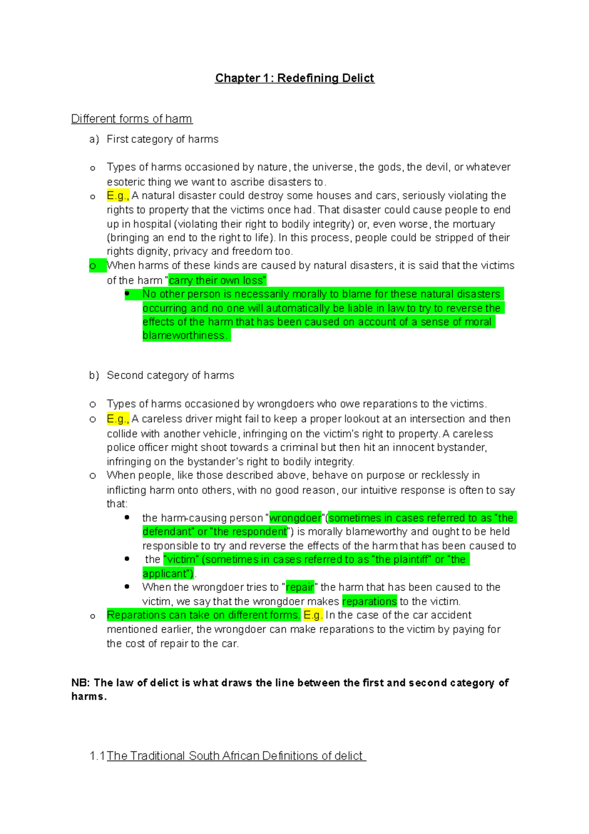 Chapter 1 Notes Chapter 1 Redefining Delict Different Forms Of Harm chapter-1-notes-chapter-1-redefining-delict-different-forms-of-harm