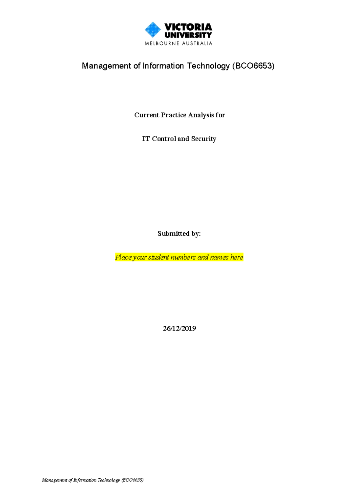 Cyber Security - paper - Management of Information Technology (BCO6653 ...