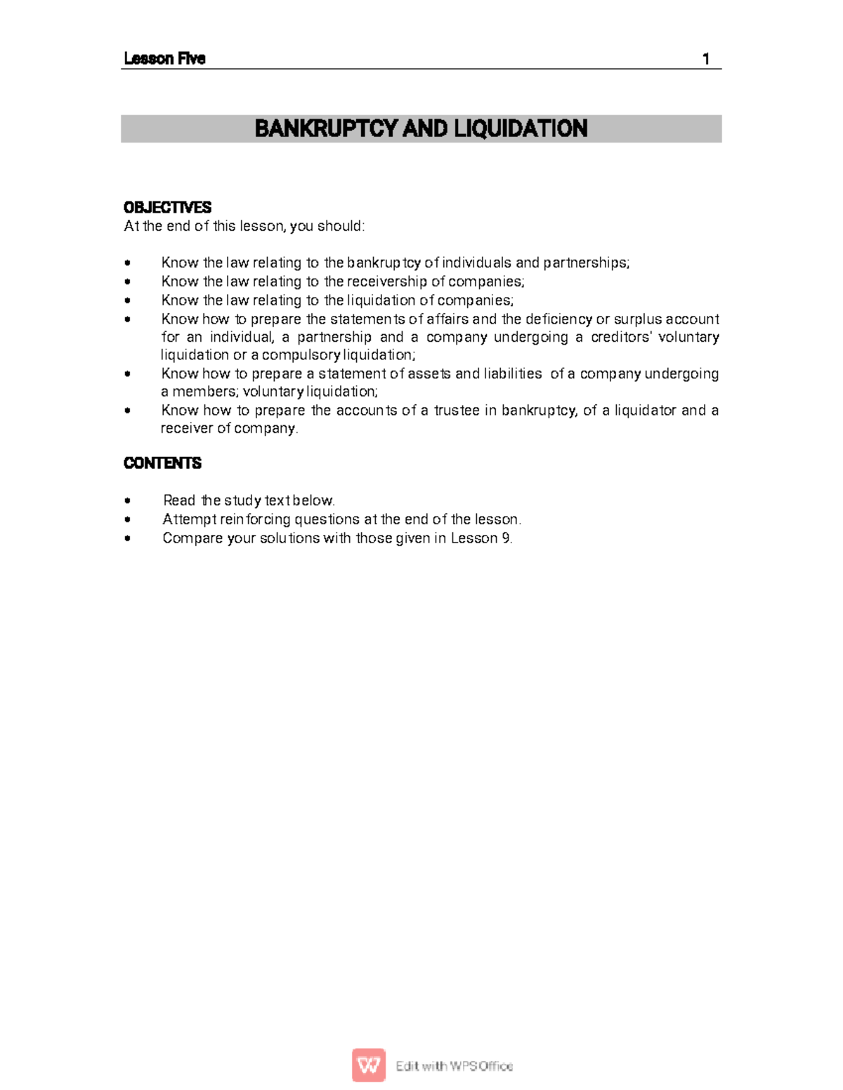 Bankruptcy AND Liquidation Notes - BANKRUPTCY AND LIQUIDATION ...