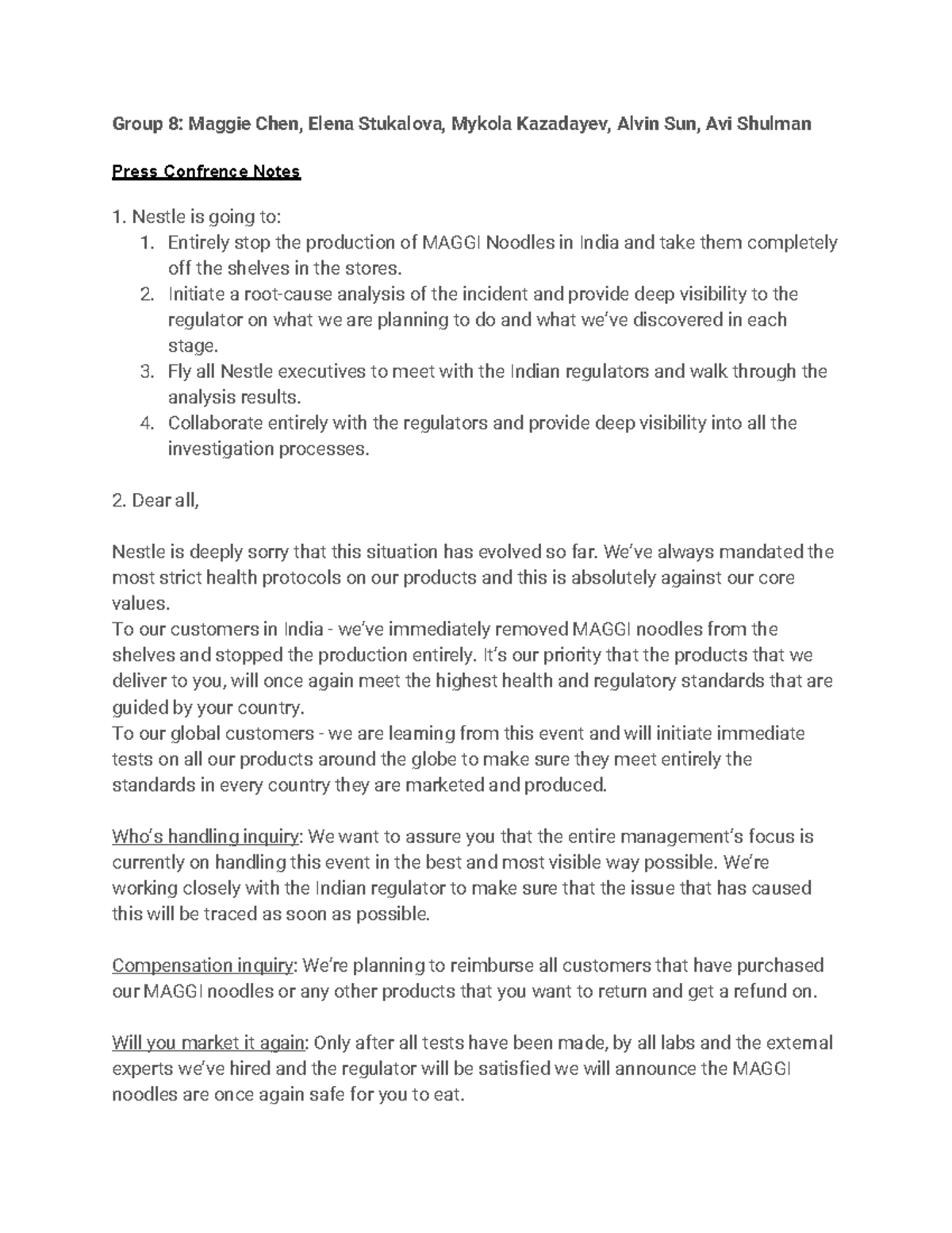 Annotated Simulation 20b 20 20press 20conference 20script Group 8 Maggie Chen Elena