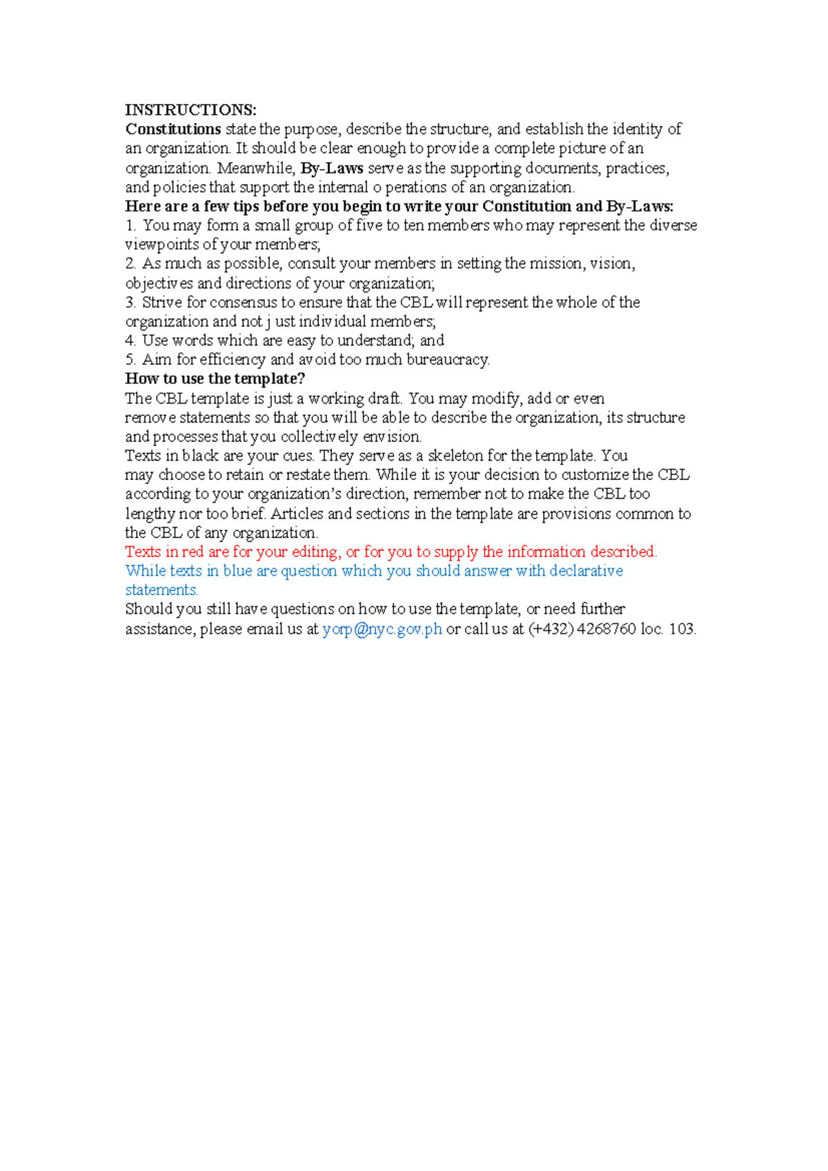 CBL-Template - INSTRUCTIONS: Constitutions state the purpose, describe ...