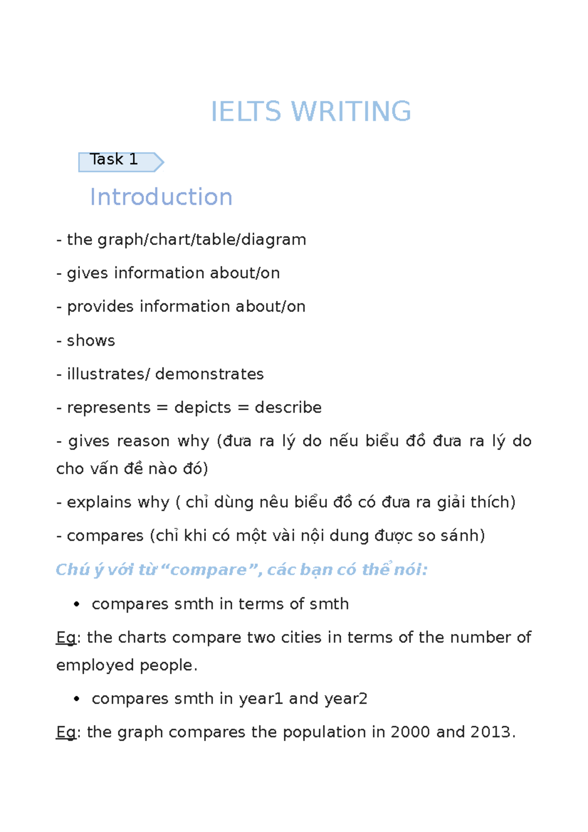 Ielts Writing - IELTS WRITING Task 1 Introduction the graph/chart/table ...