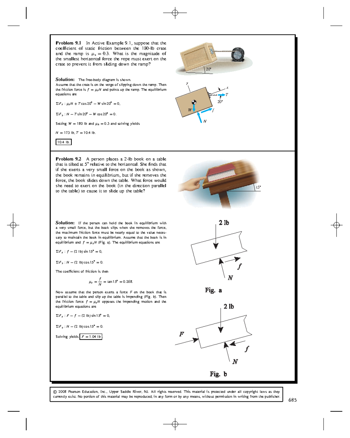 Statics Bedford chap 09 - Problem 9 In Active Example 9, suppose that the coefficient of static ...