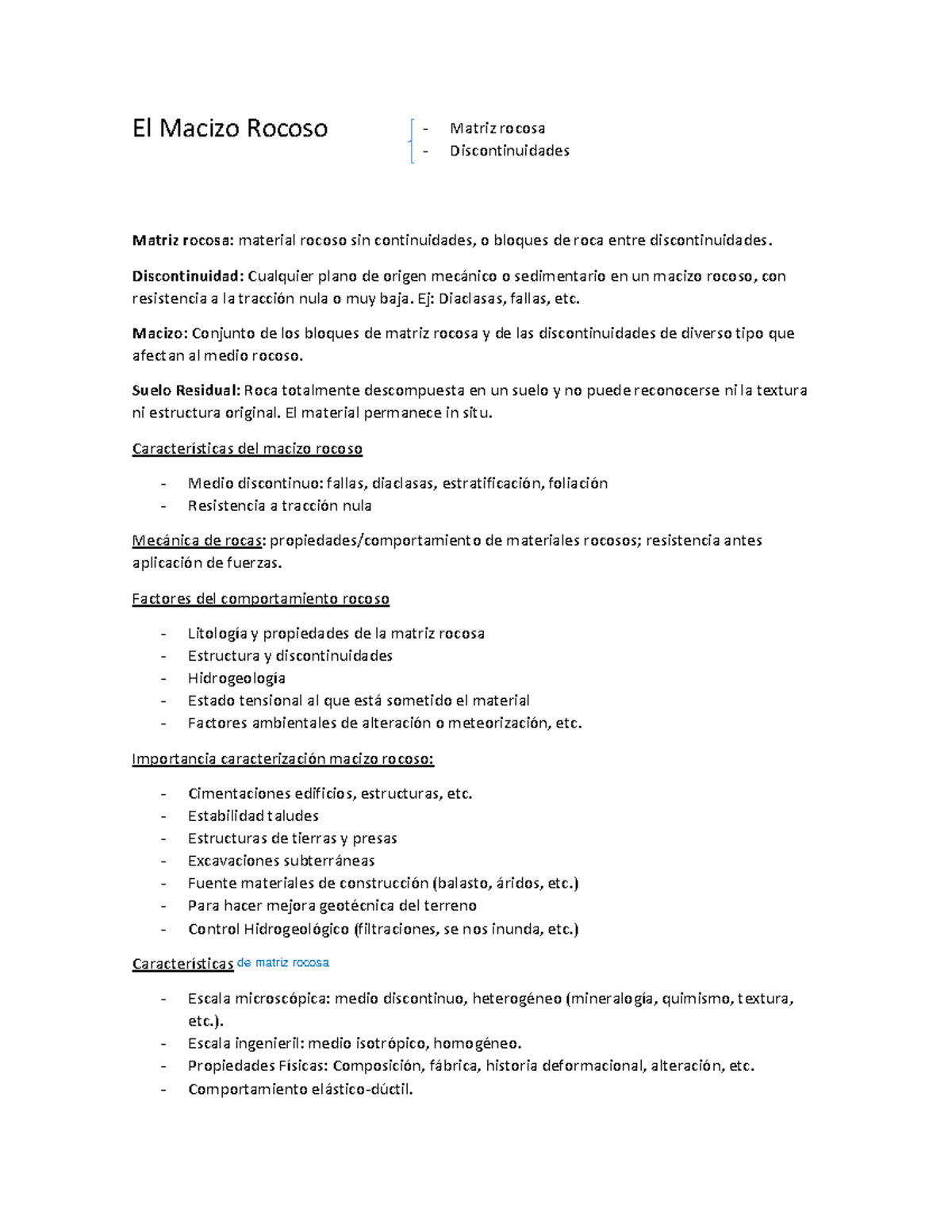El Macizo Rocoso - Apuntes 5-6 - El Macizo Rocoso - Matriz rocosa ...