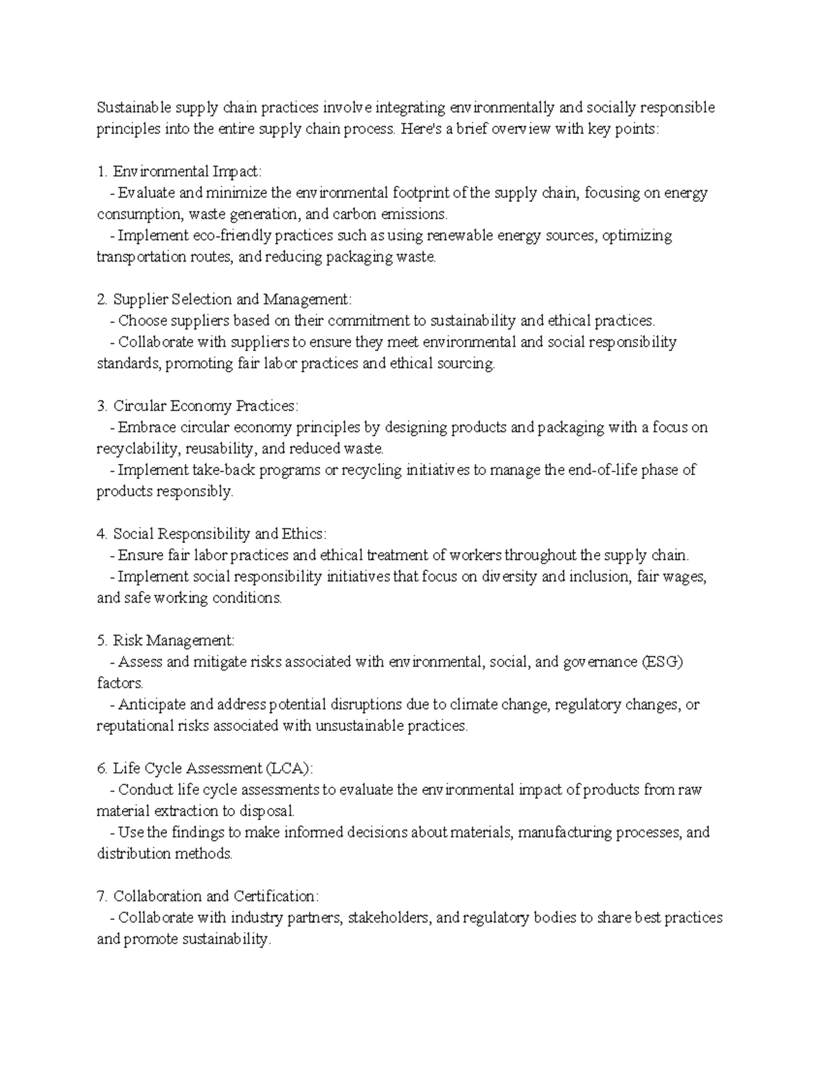 Sustainable Supply Chain Practices - Here's a brief overview with key ...