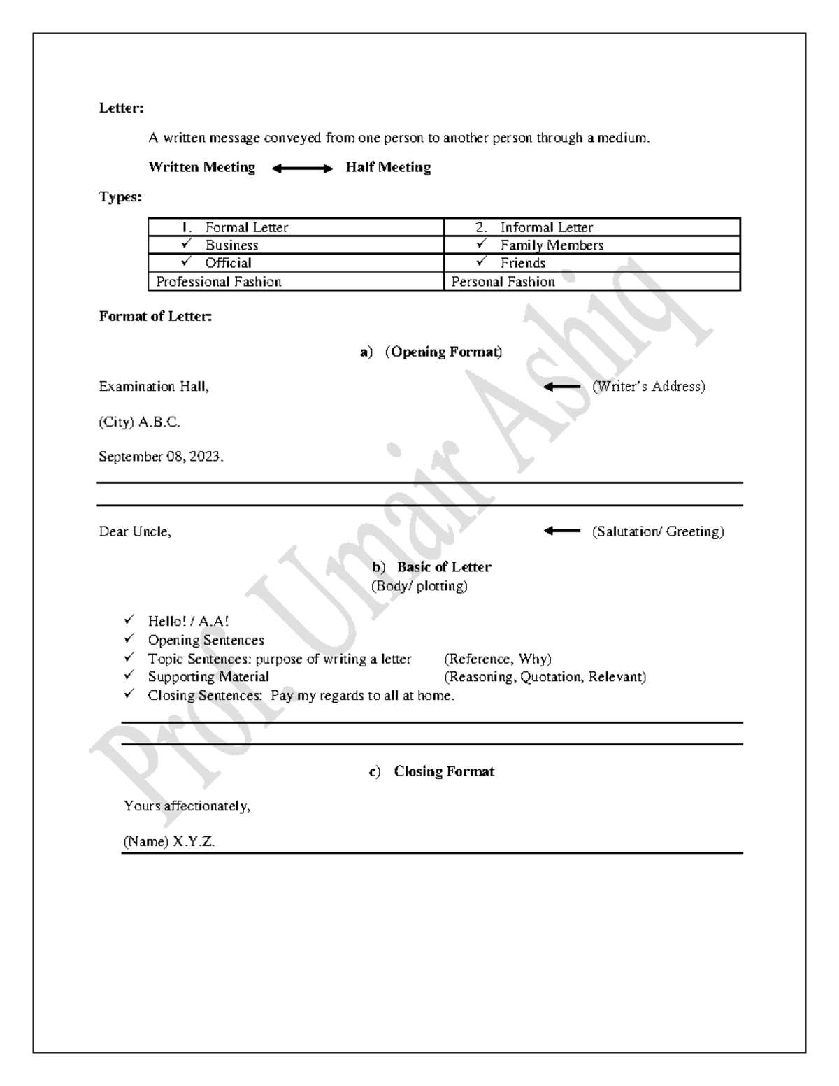 Letter Writing - Letter: A written message conveyed from one person to ...