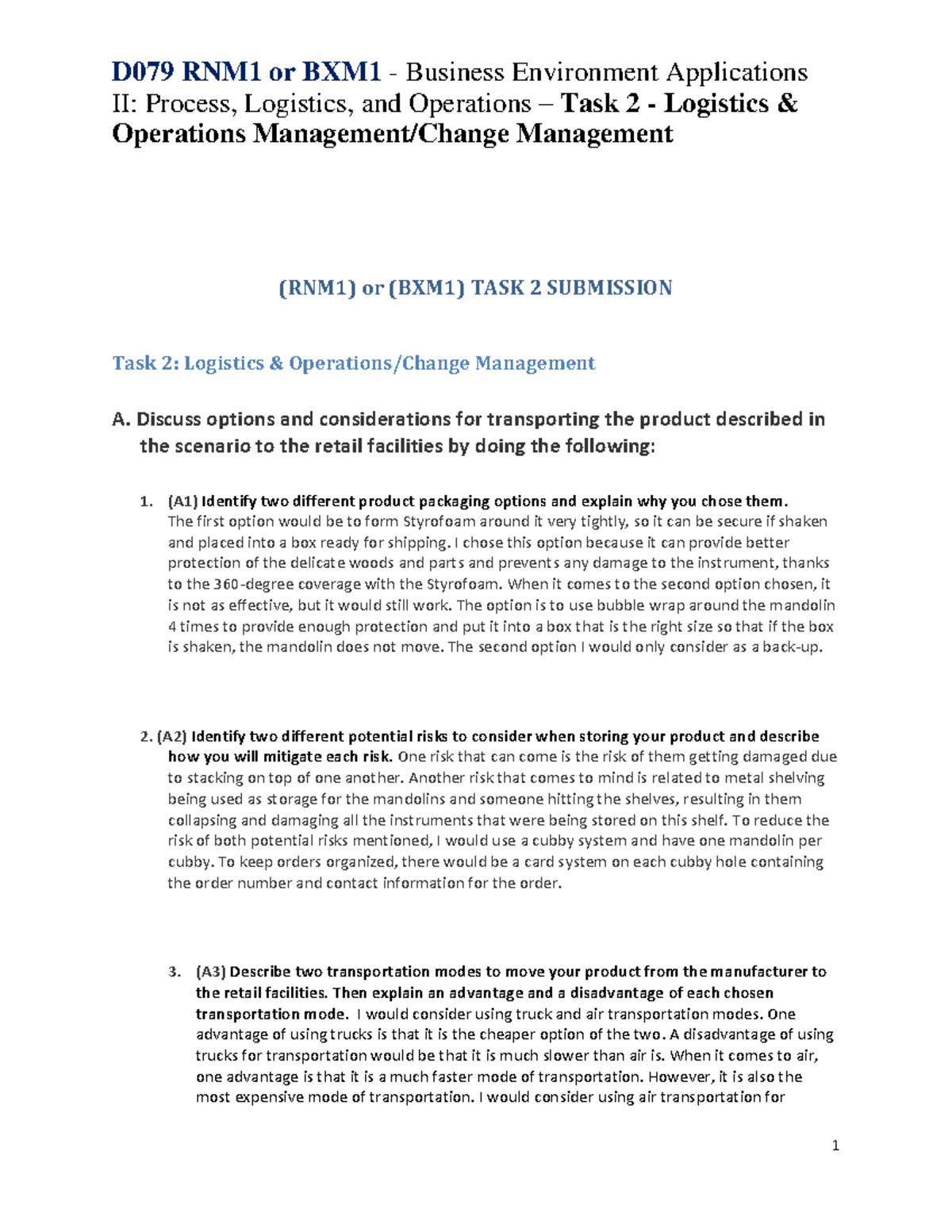 Task 2 D079 - project - D079 RNM1 or BXM1 - Business Environment ...