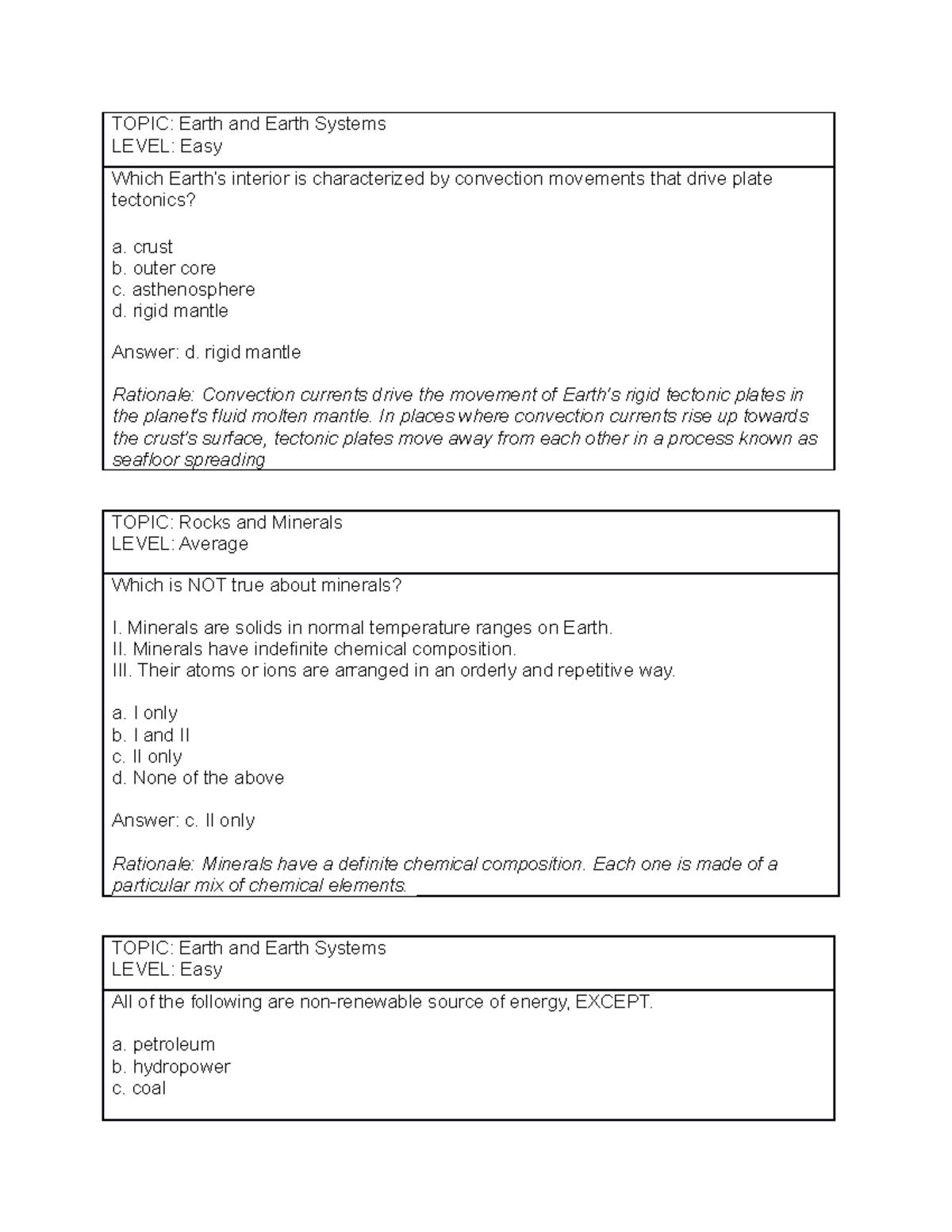 Earth Scence (WITH Rationalization) - TOPIC: Earth and Earth Systems ...