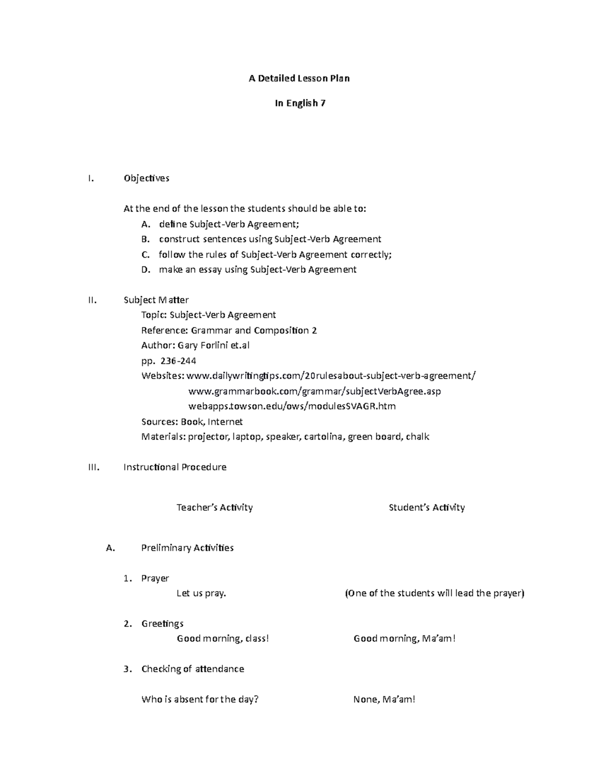 A Detailed Lesson Plan detailed lesson plan detailed lesson plan ...