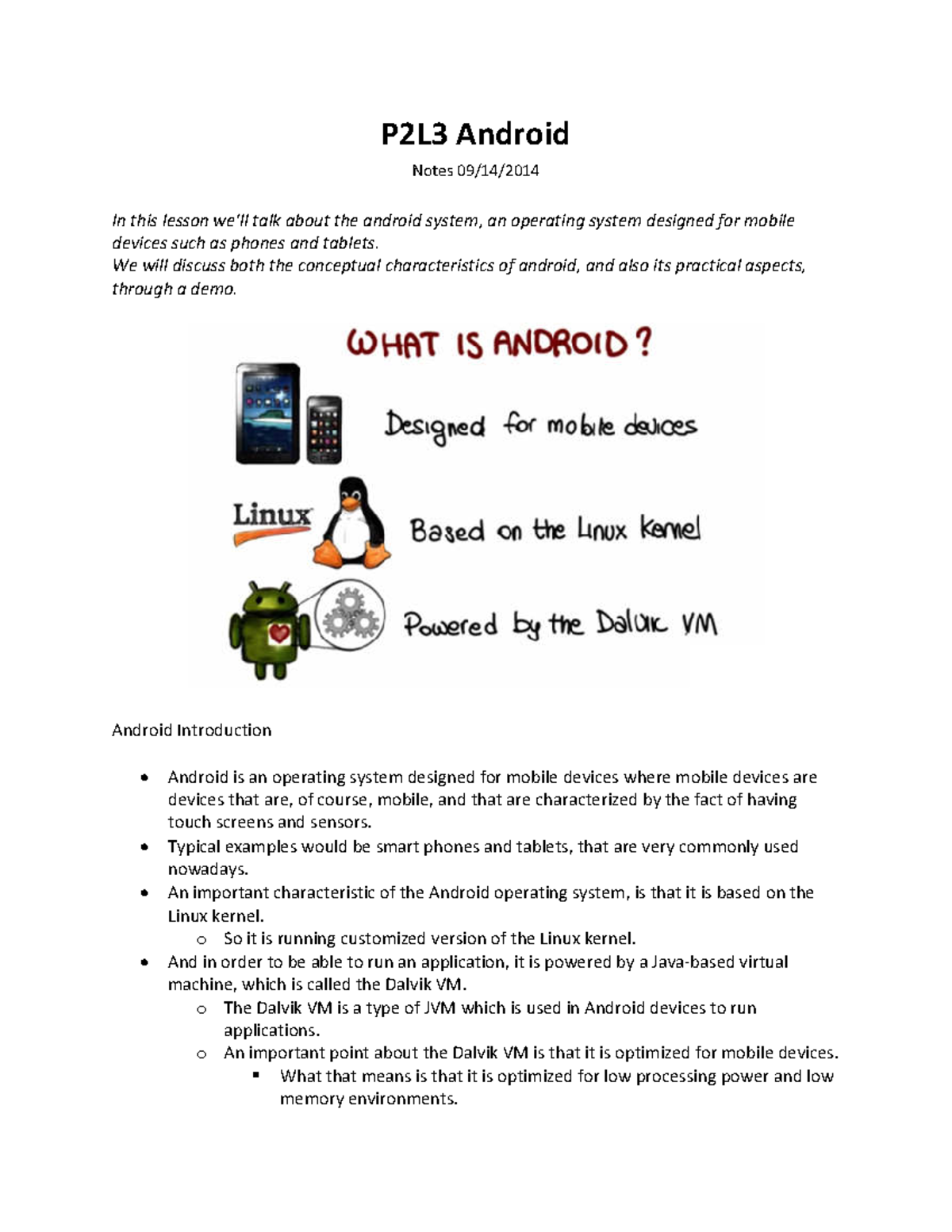 P2L3 Android Notes - P2L3 Android Notes 09/14/ In this lesson we'll ...