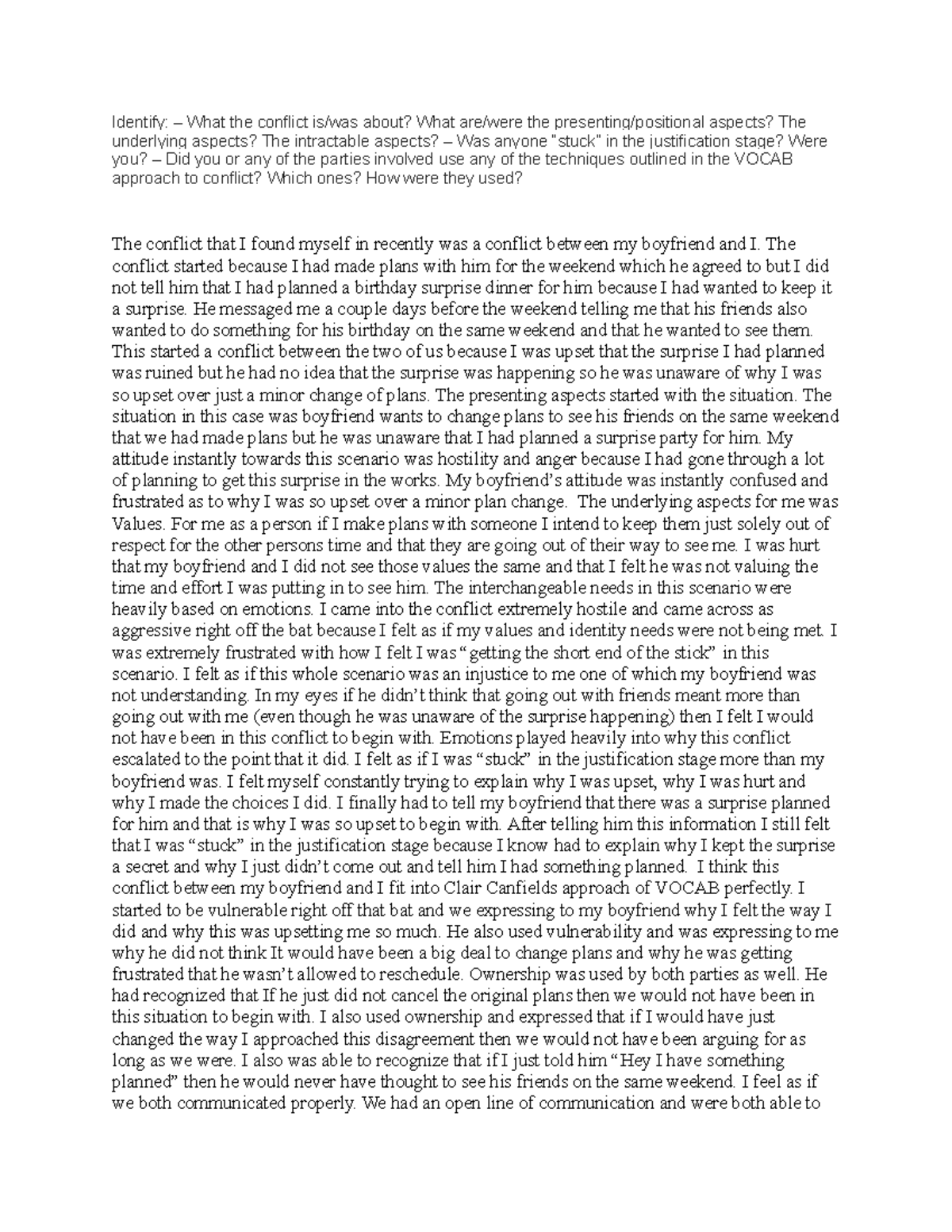 Conflict - Notes - Identify: – What the conflict is/was about? What are ...