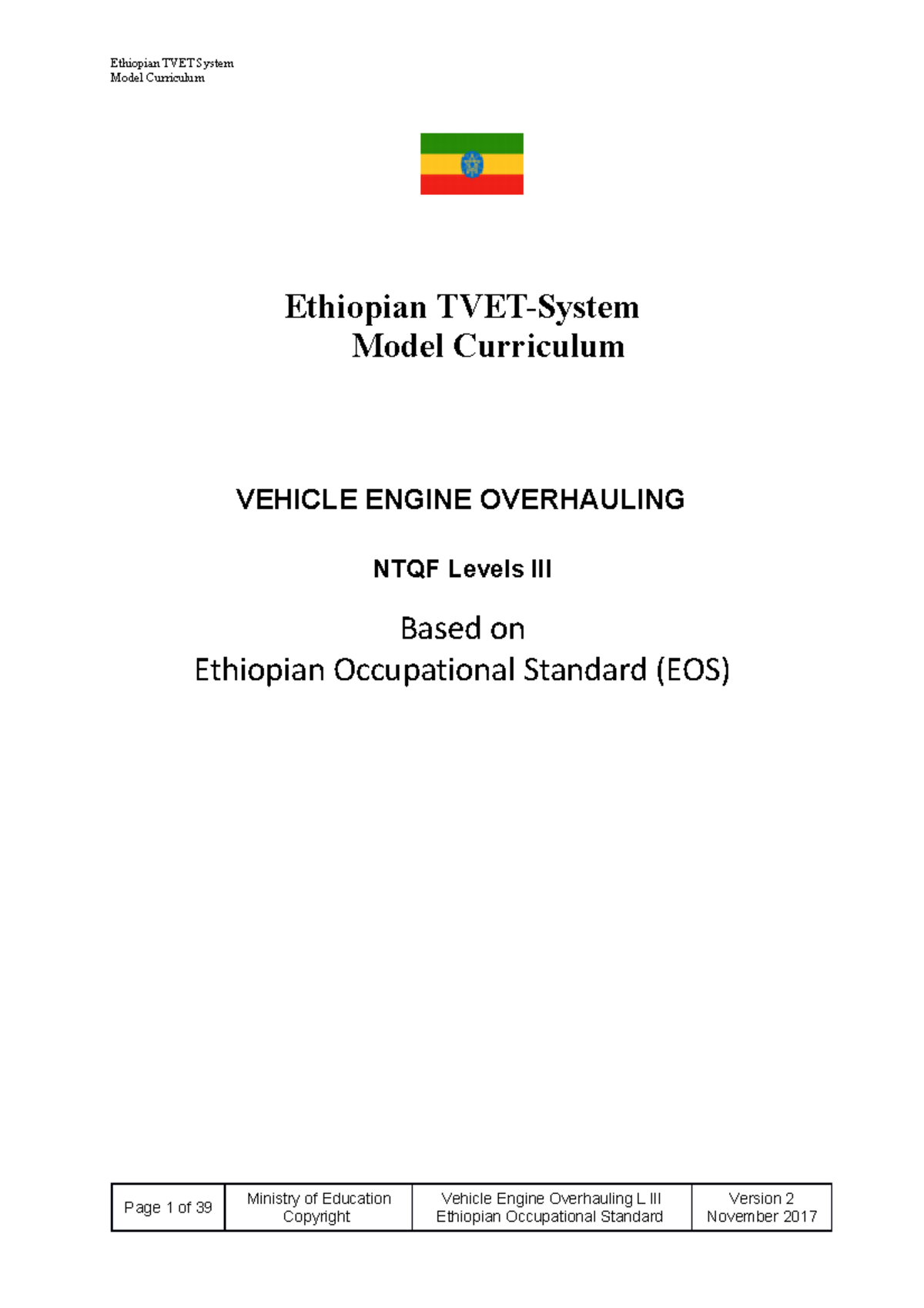 Model curriculum VEO3 - Ethiopian TVET System Model Curriculum ...