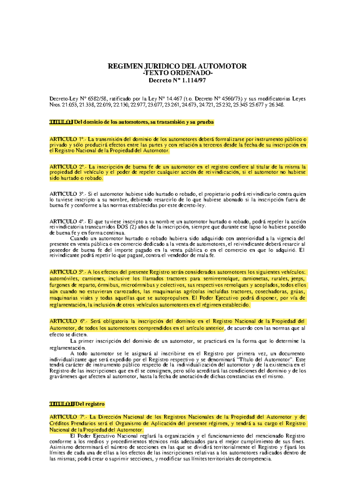 R J AUTO - muy explicativo - REGIMEN JURIDICO DEL AUTOMOTOR -TEXTO ...