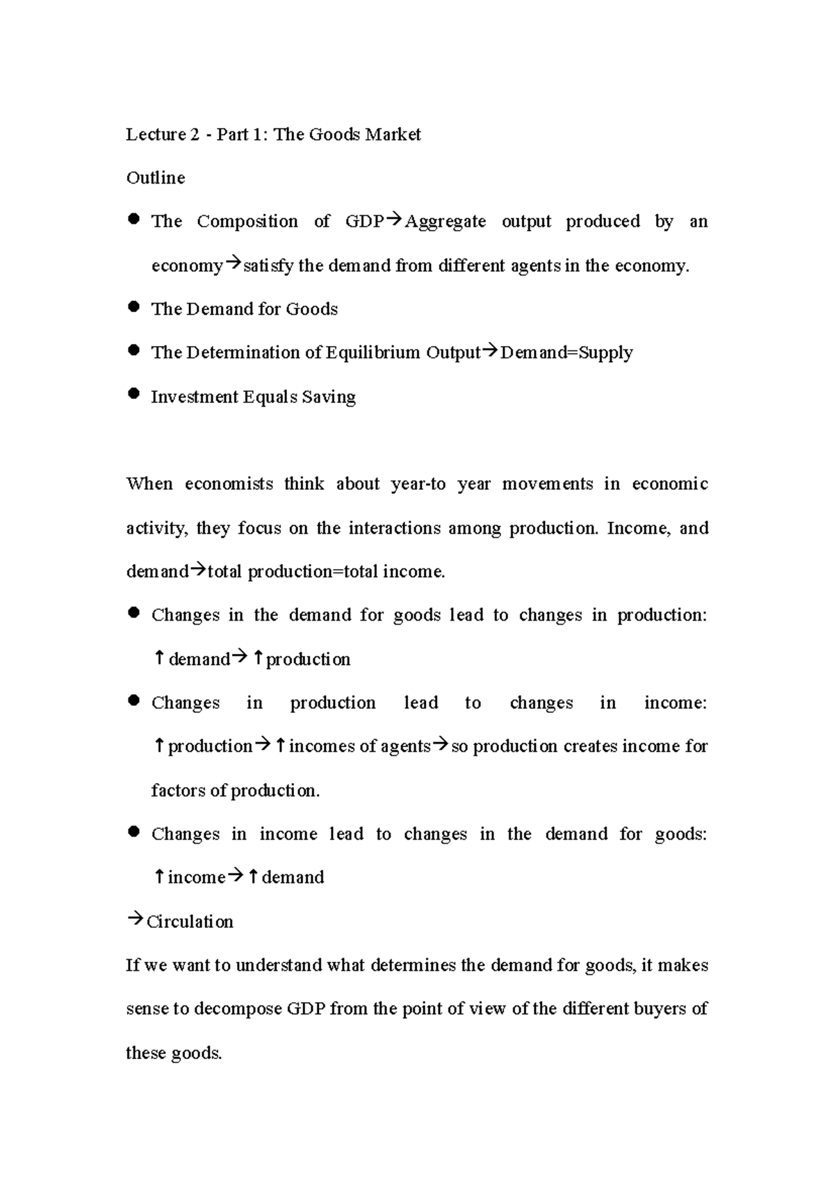EC108 Week 3 The Good Market - Lecture 2 - Part 1: The Goods Market ...