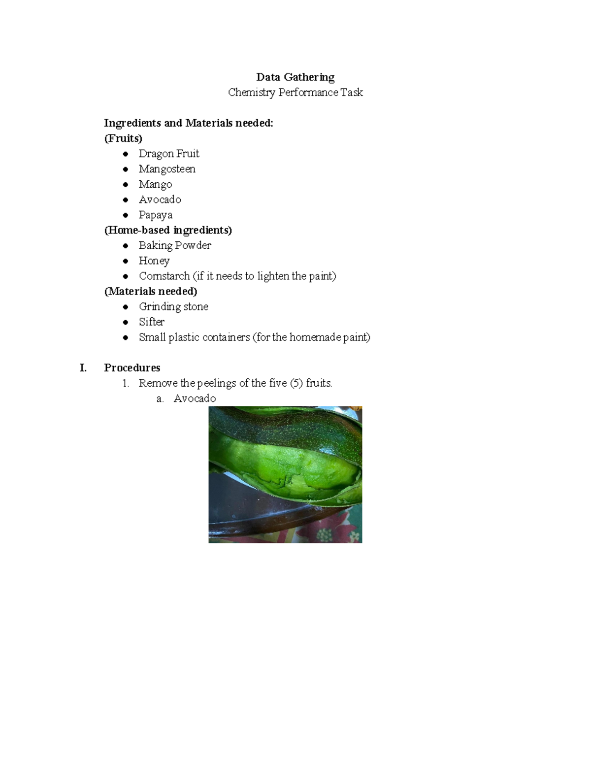 Data-Gathering-Chemistry - Data Gathering Chemistry Performance Task ...