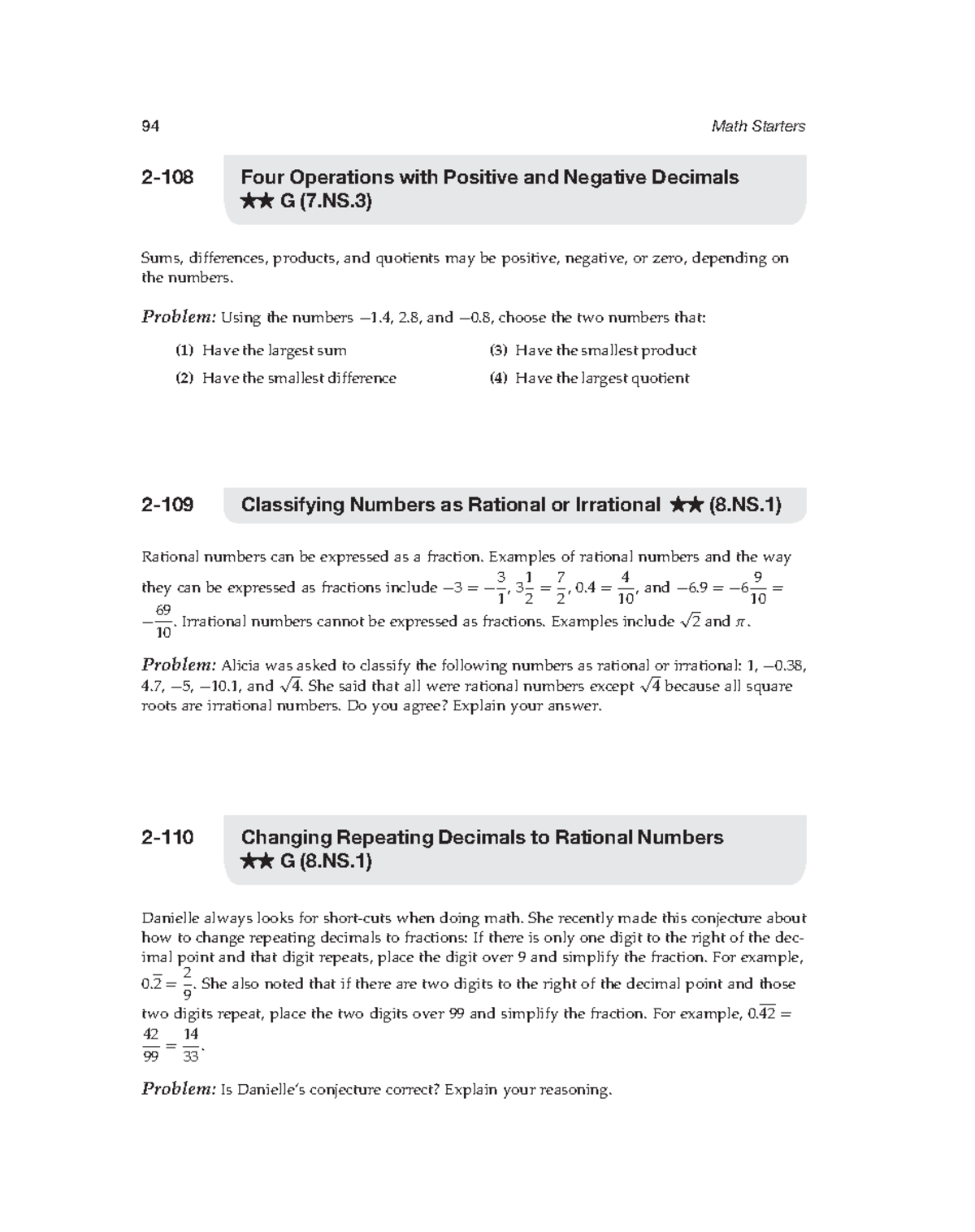 Math Starters 5- to 10-Minute Activities Aligned with the Common Core ...