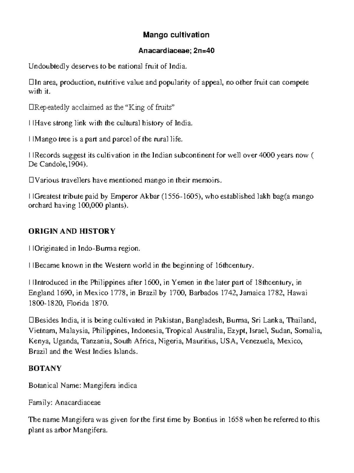 Mango - In area, production, nutritive value and popularity of appeal ...