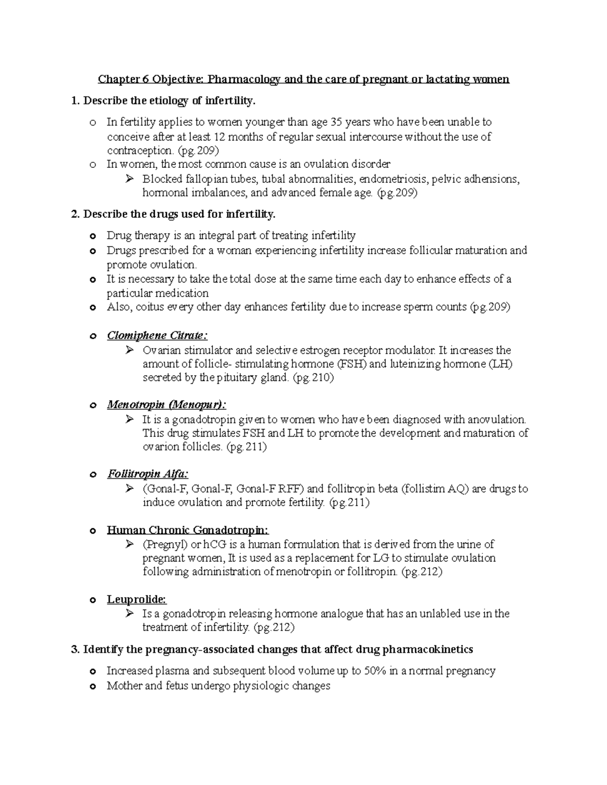 Chapter 6 Objective - Chapter 6 Objective: Pharmacology and the care of pregnant or lactating ...