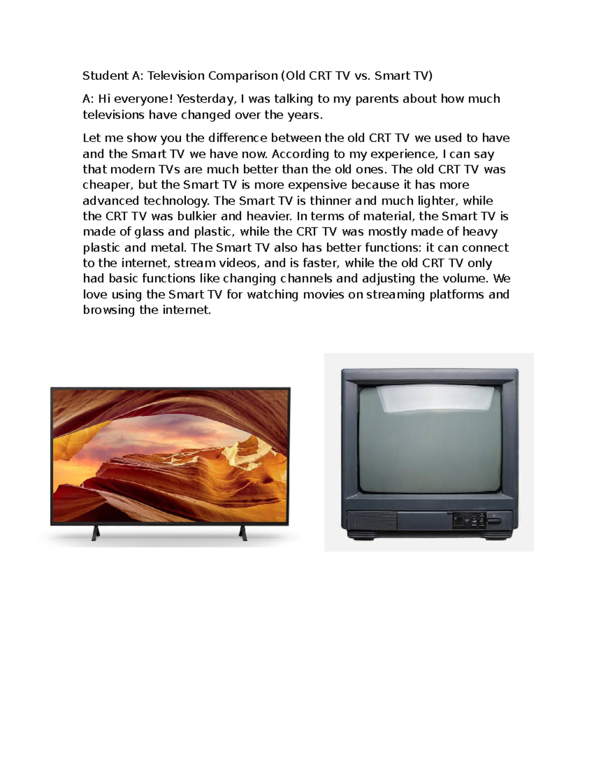 Antes vs ahora - ta3 - Student A: Television Comparison (Old CRT TV vs ...