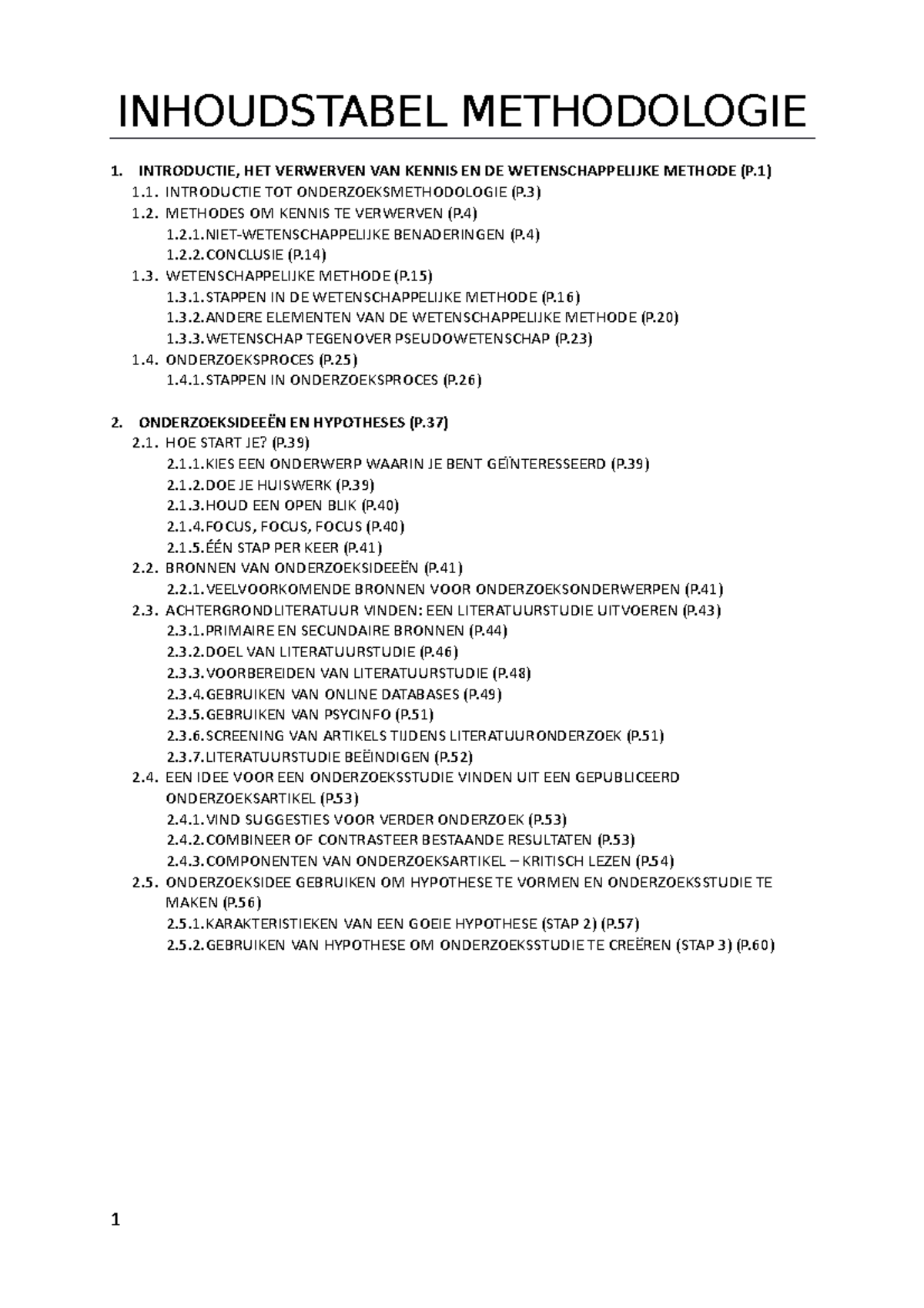 Inhoudstabel Methodologie - INHOUDSTABEL METHODOLOGIE 1. INTRODUCTIE ...