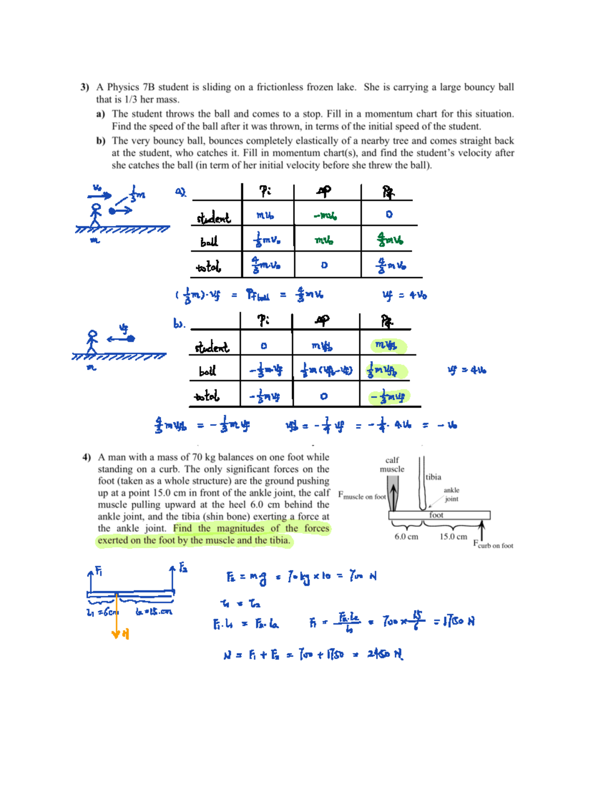 DL 17 solution 3~6 - discussion - 3) A Physics 7B student is sliding on a frictionless frozen ...