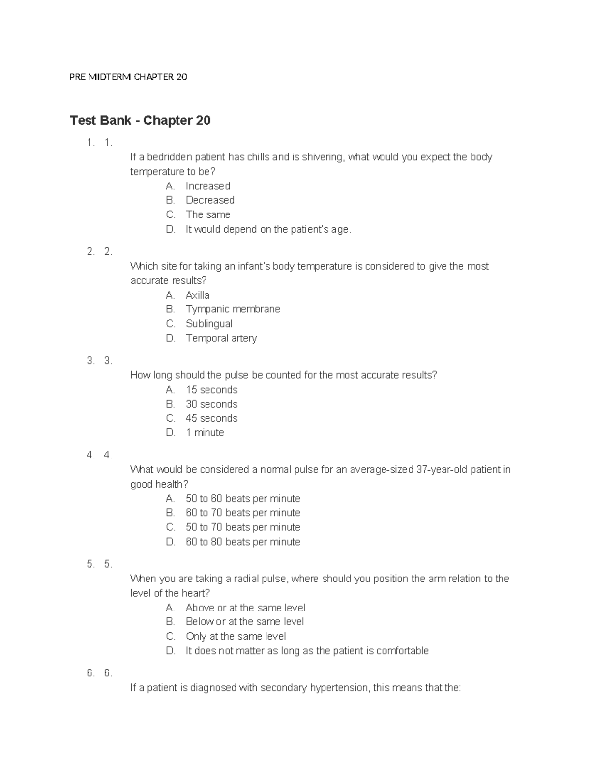 PRE Midterm Chapter 20 - PRE MIDTERM CHAPTER 20 Test Bank - Chapter 20 ...
