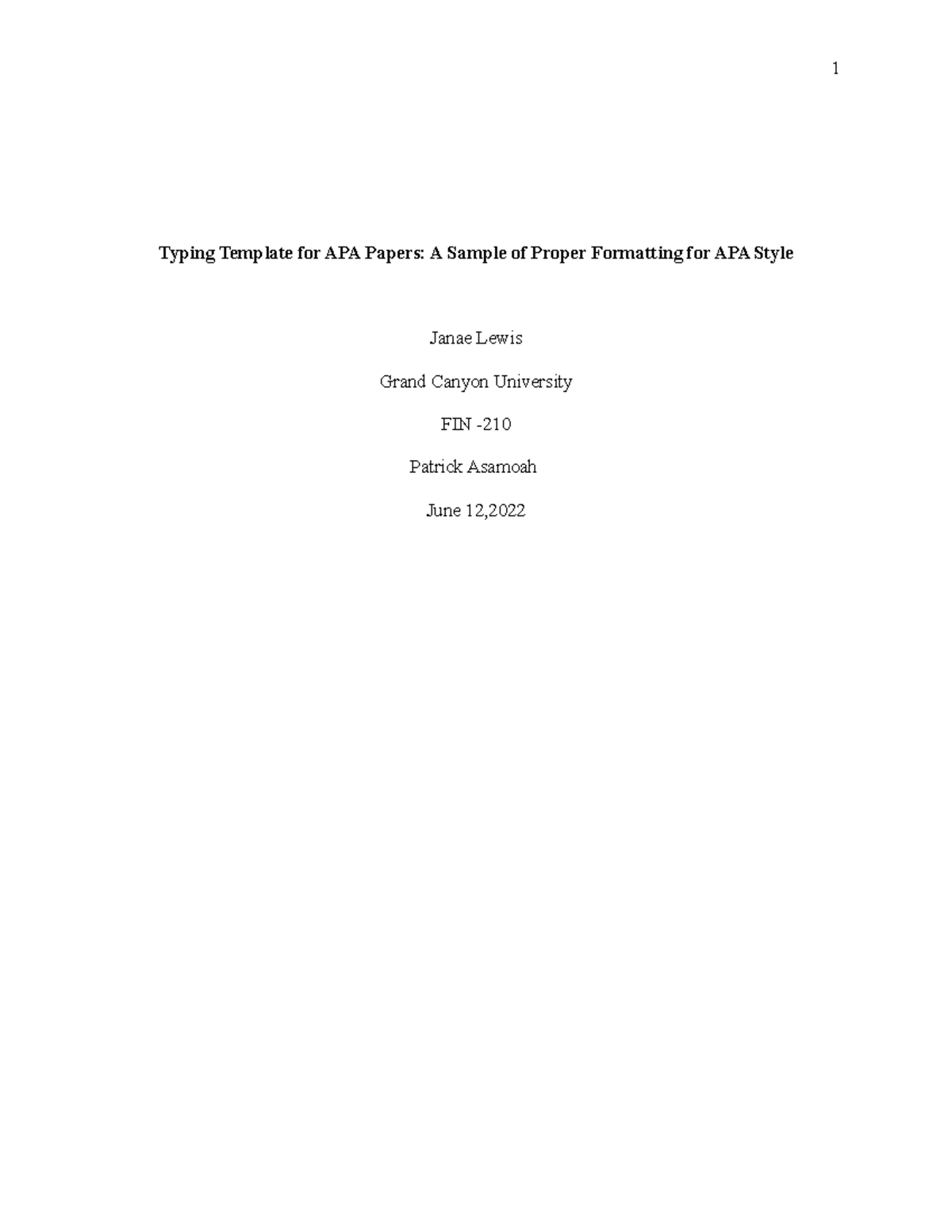 Financial Portfolio Project Part 5 - Typing Template for APA Papers: A ...