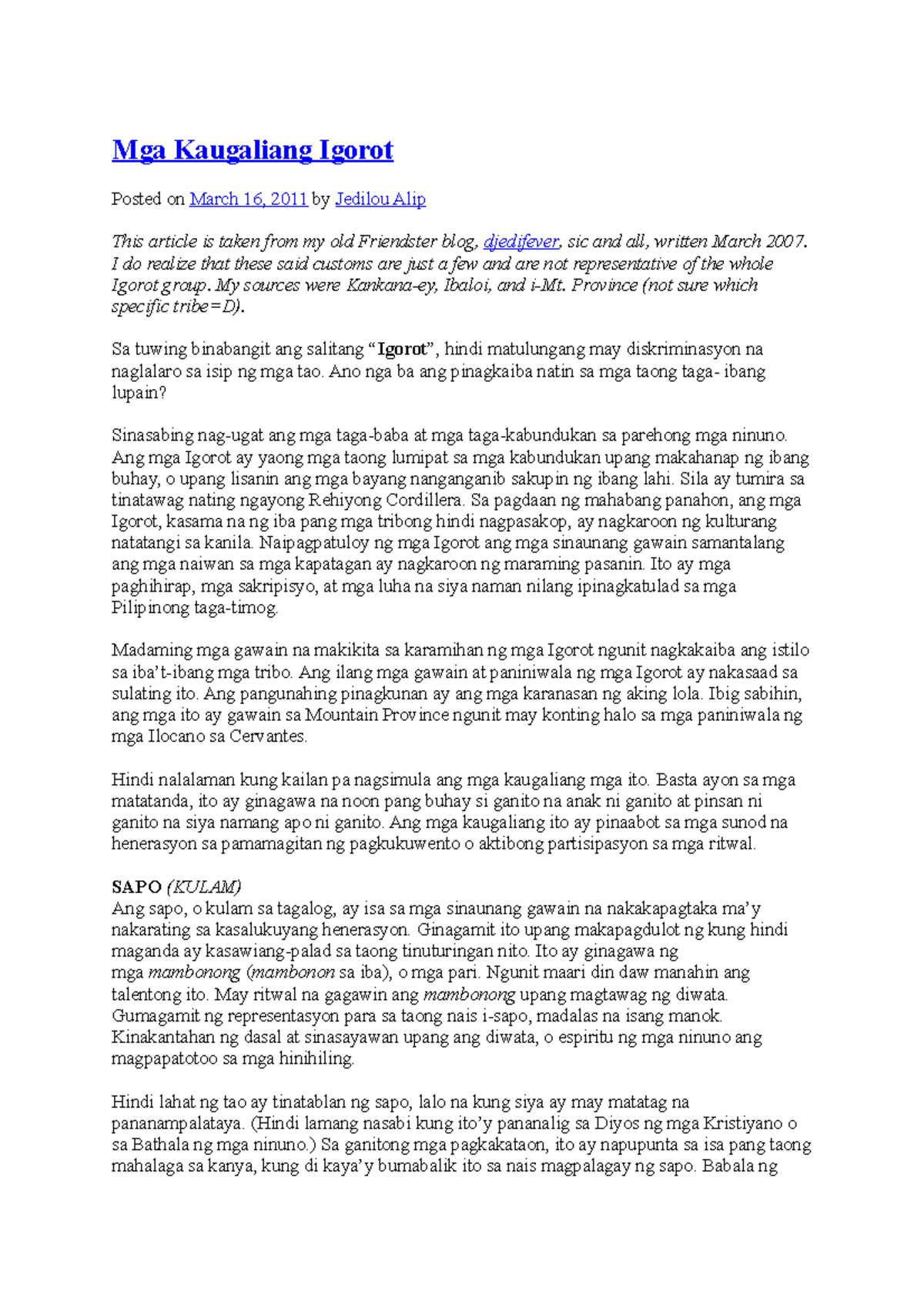 351148666 Mga Kaugaliang Igorot - Mga Kaugaliang Igorot Posted on March ...