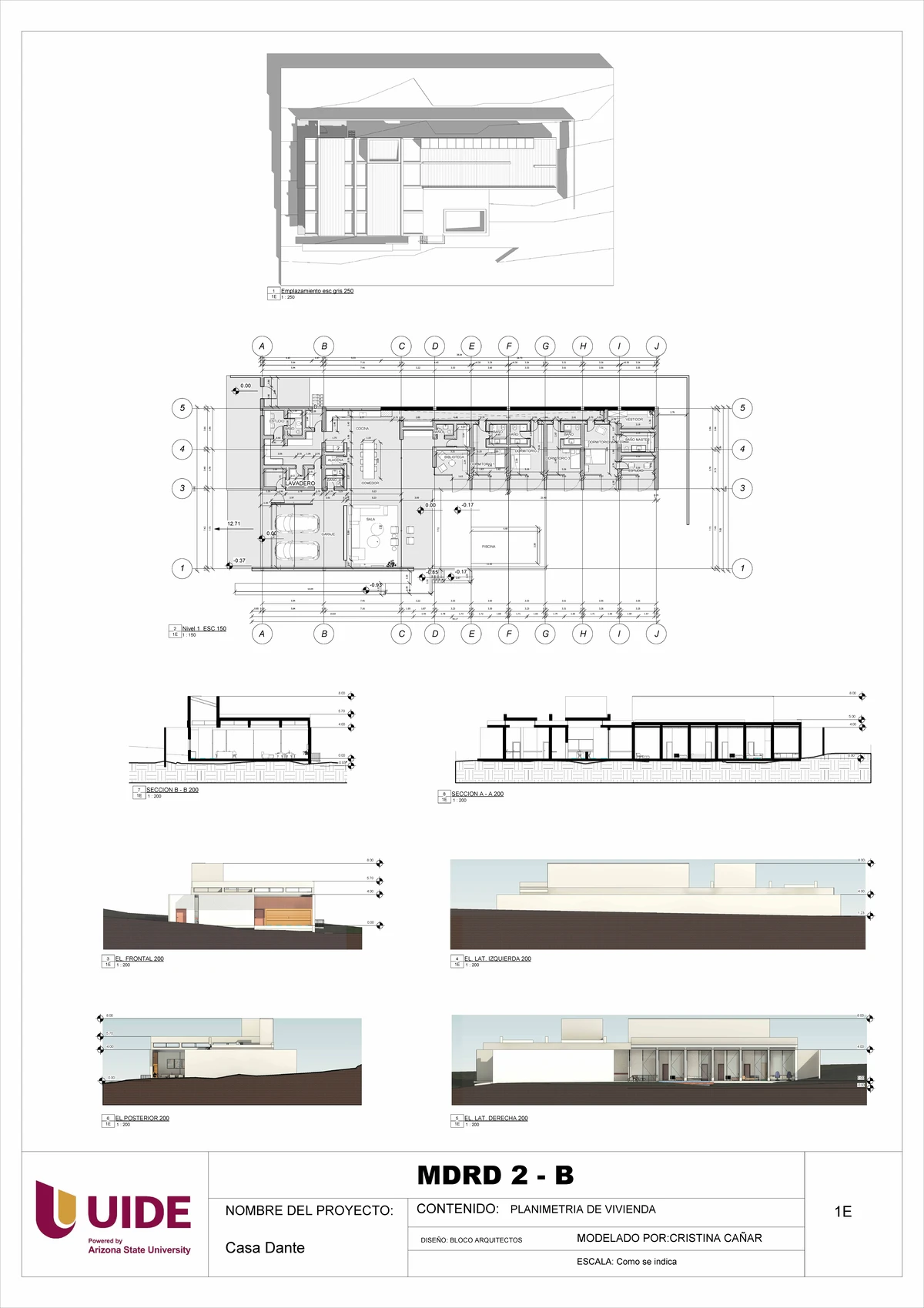 Lamina A1 diseño arq II - SECCIÓN A-A’ ESC 1: ELEVACIÓN FRONTAL ESC 1 ...