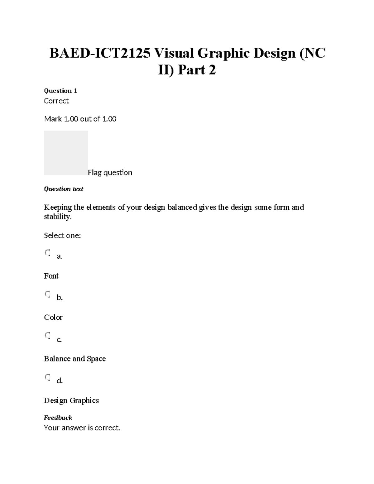 ICT2125 Week 1-20 - First Quarter Exam - BAED-ICT2125 Visual Graphic ...