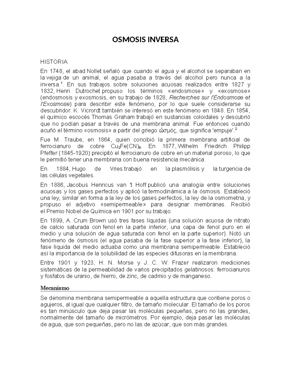 Osmosis Inversa - Resumen Tratamientos de Aguas - OSMOSIS INVERSA ...