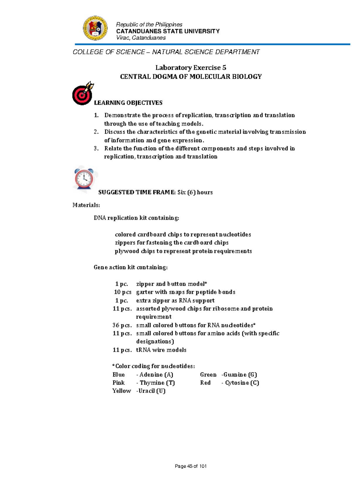 Genetics lab activity 5 - CATANDUANES STATE UNIVERSITY Virac ...