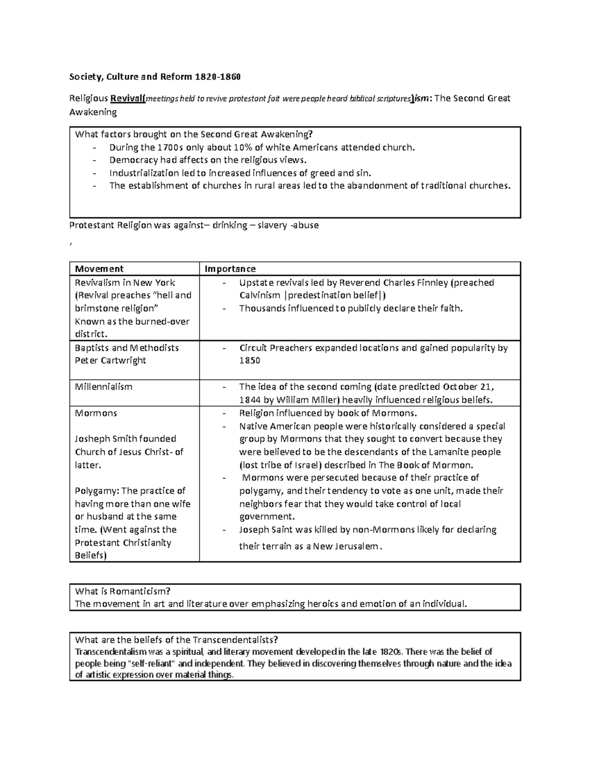 Culture - Second Great Awakening. - Society, Culture and Reform 1820 ...