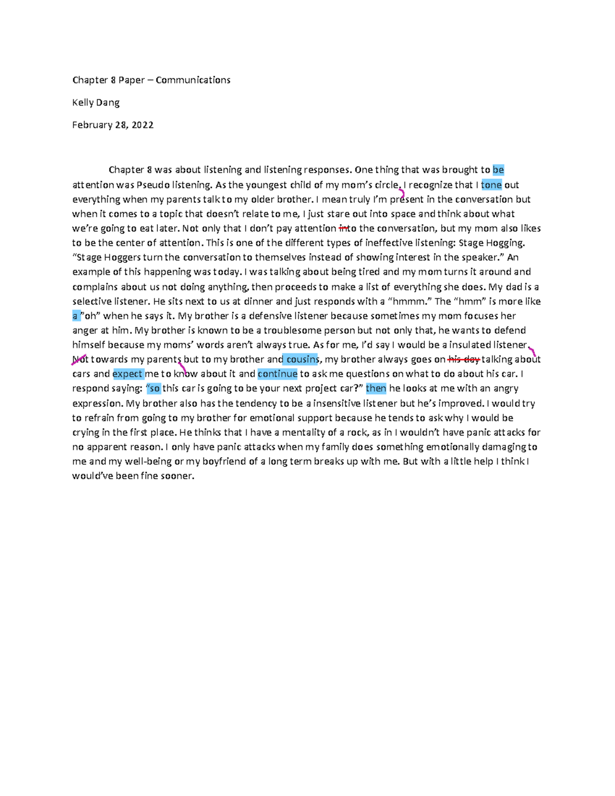 Chapter 1 Paper - Chapter 8 Paper – Communications Kelly Dang February ...