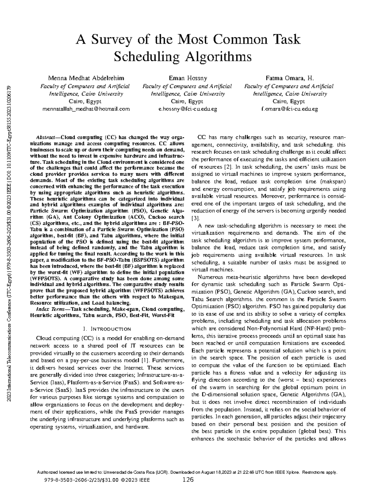 A Survey Of The Most Common Task Scheduling Algorithms A Survey Of The Most Common Task