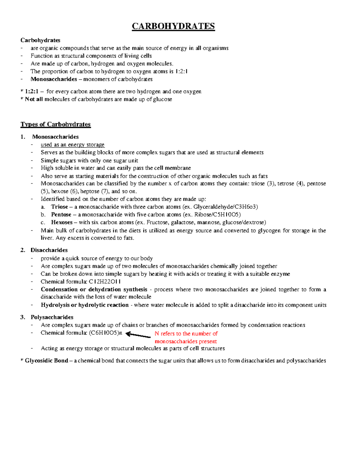 Carbohydrates - Concept Notes - Molecular Biology - UPHSD - Studocu
