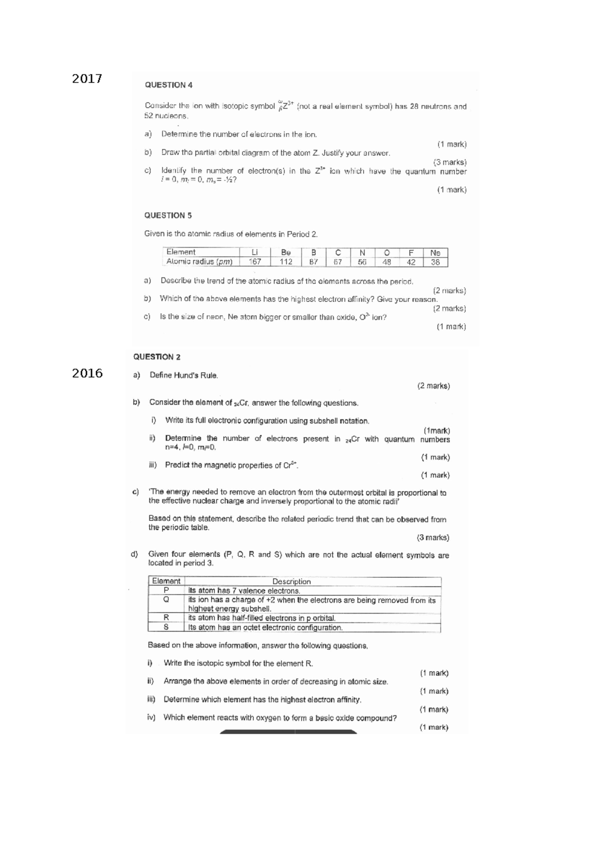 Exercises physics - 2017 QUESTION 4 Consider the ion with isotopic ...