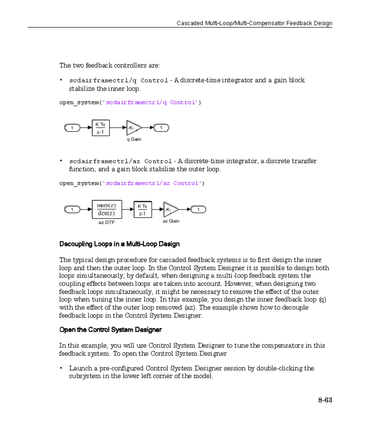 Simulink Control Design 86 The Two Feedback Controllers Are Scdairframectrlq Control A