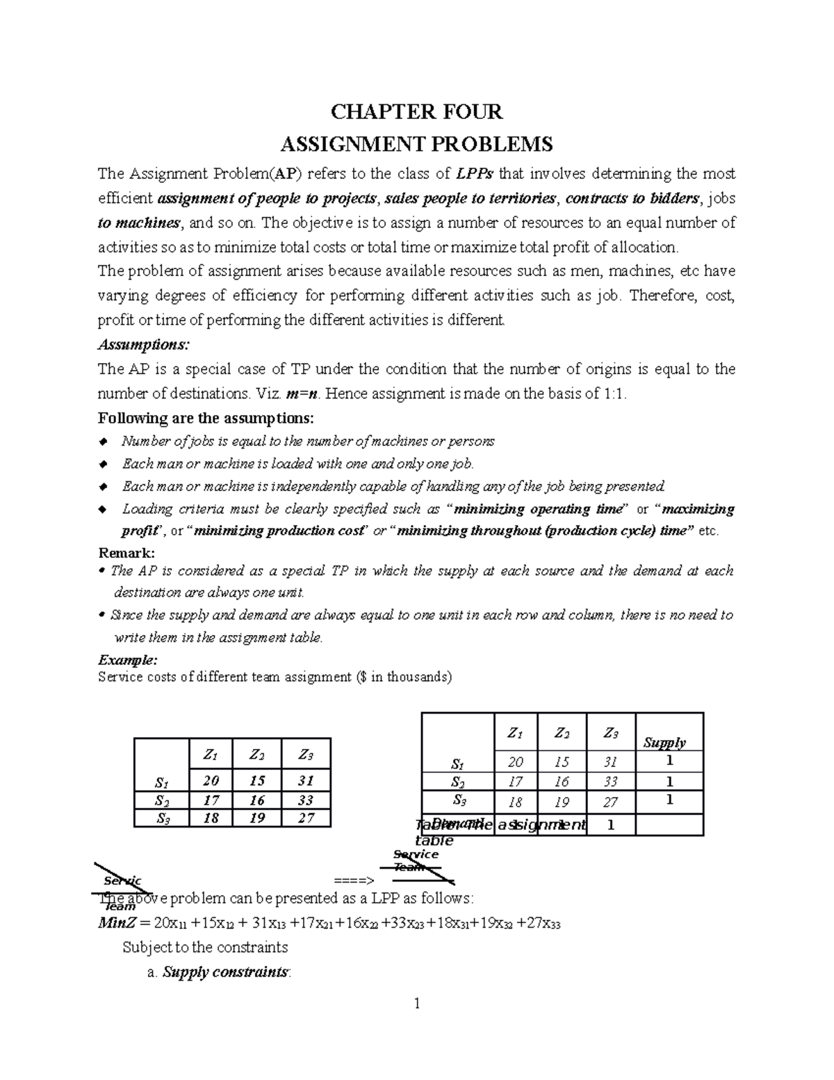 Chapter IV - Tadesse A (MBA). from Arab Minch university - CHAPTER FOUR ASSIGNMENT PROBLEMS The ...