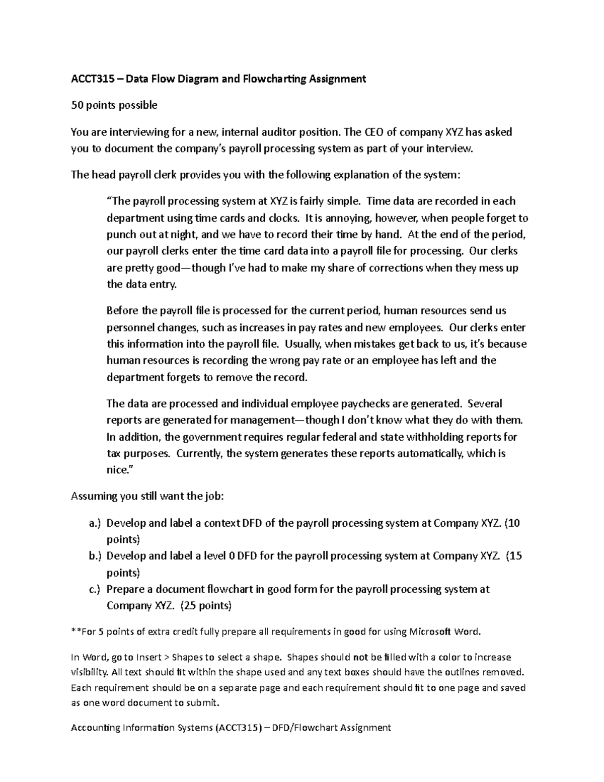 Payroll DFD and Flowchart Practice - Spring 2021 - ACCT315 – Data Flow ...