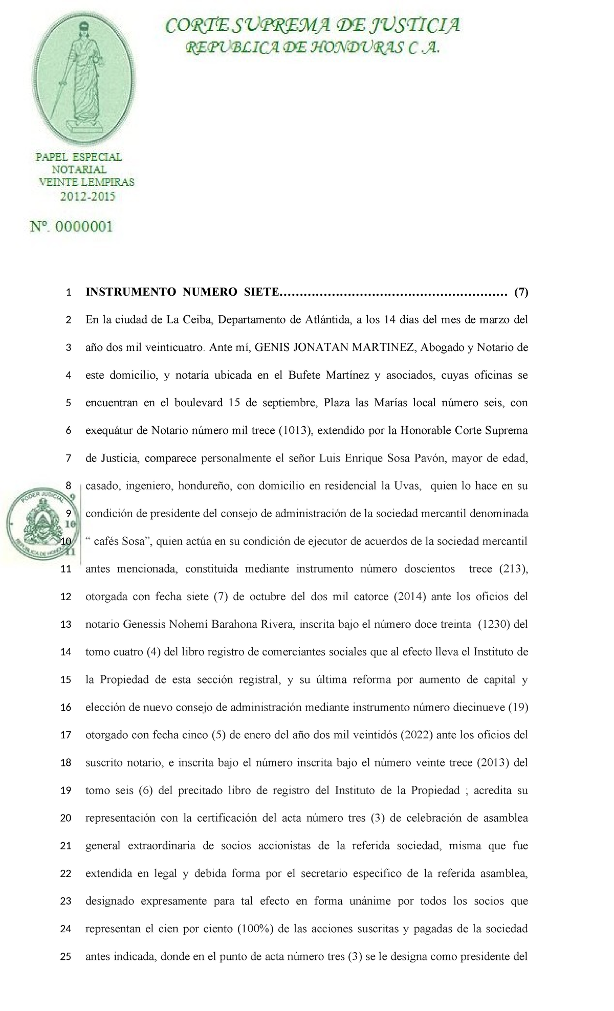 Poder General de Adm. - INSTRUMENTO NUMERO - Studocu