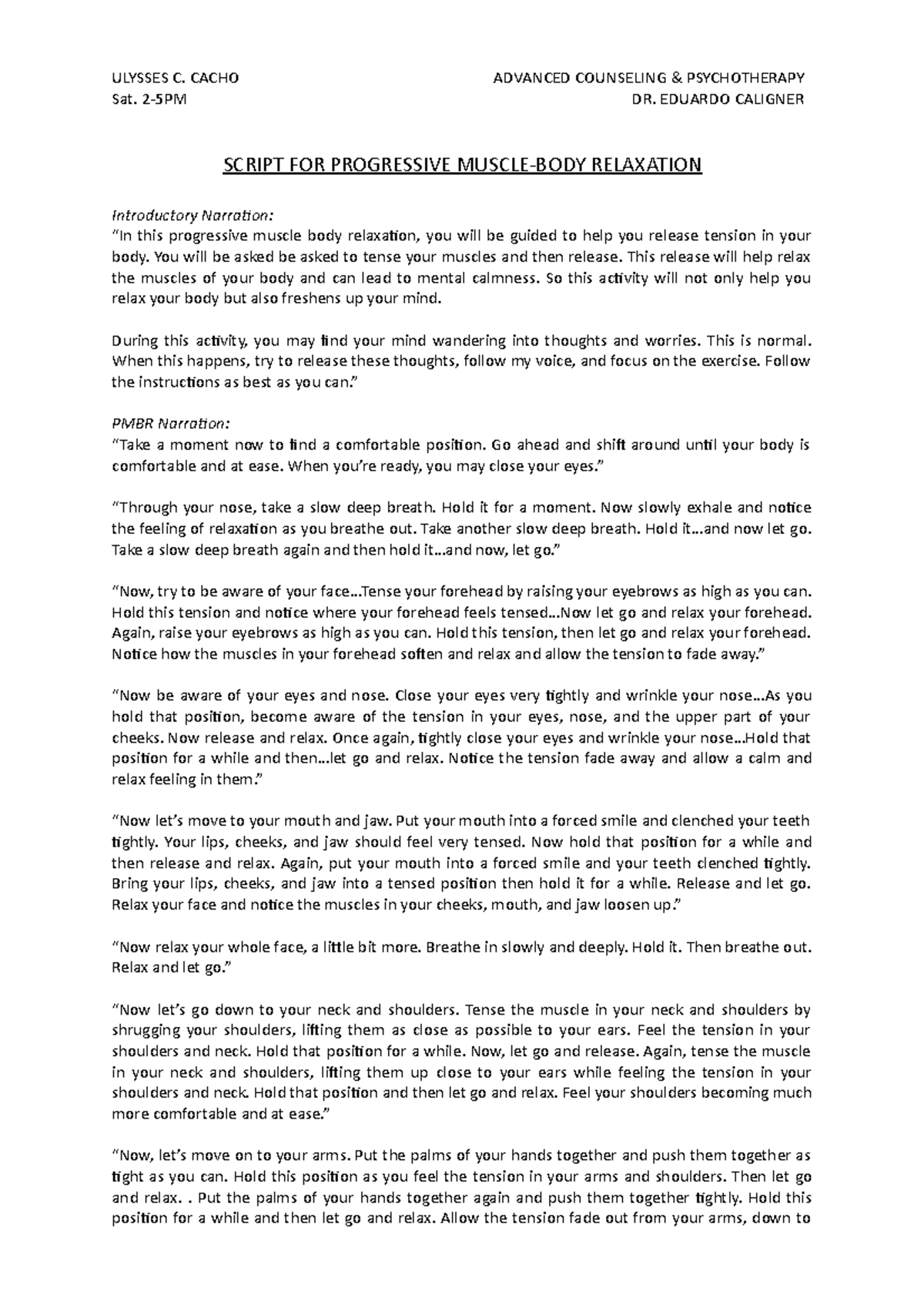 PMBR Script to Guide You or Facilitate Your Session - ULYSSES C. CACHO ...