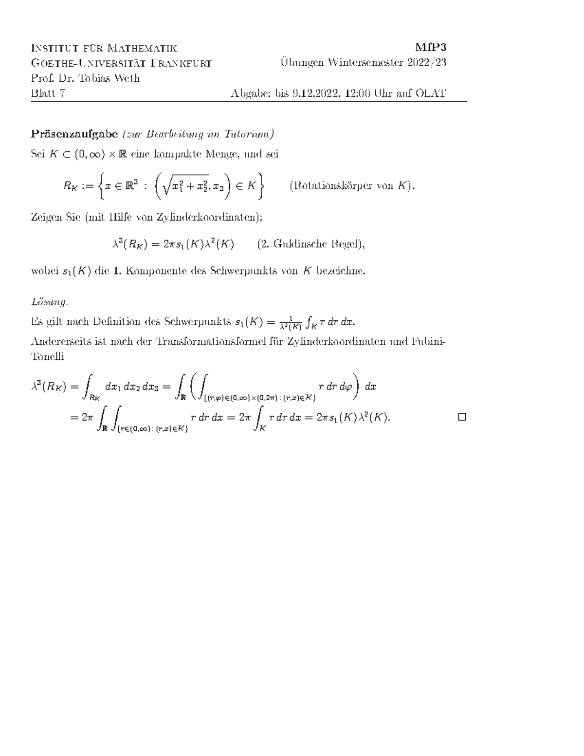 Mathe 3 Blatt 07 Lösung - ♥st t t ür t ♠ t ♦ t ♥ rs tät r ♥ rt Pr♦ r ♦ s t - Studocu