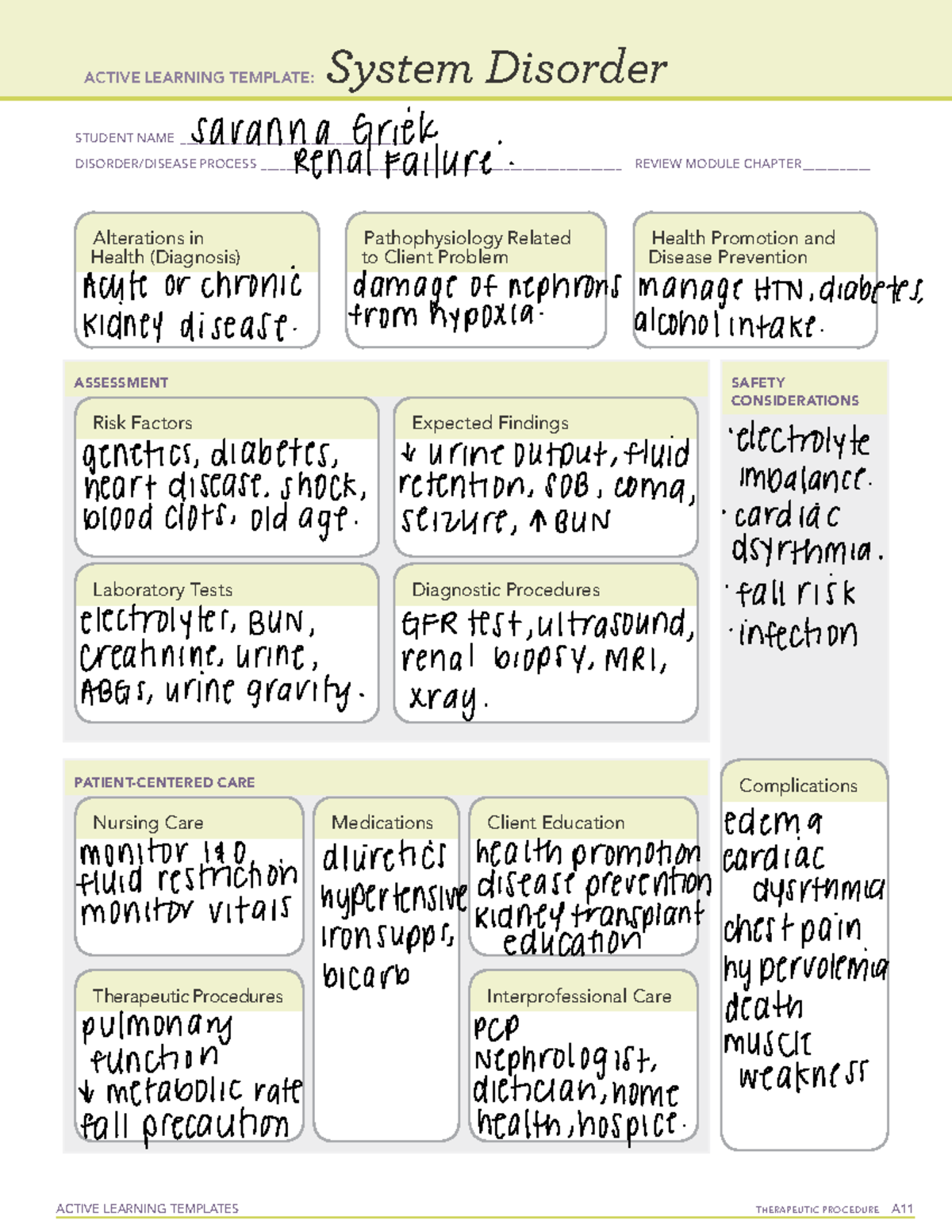 System disorder - Pediatrics course work - ACTIVE LEARNING TEMPLATES ...