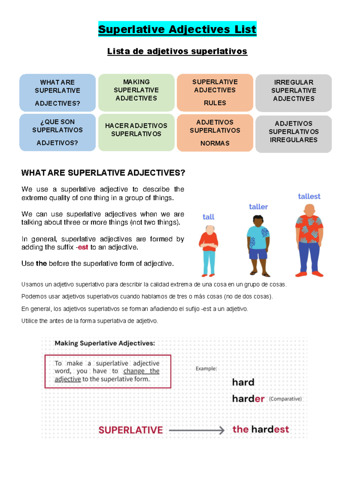 Superlative Adjectives List x - Superlative Adjectives List Lista de ...
