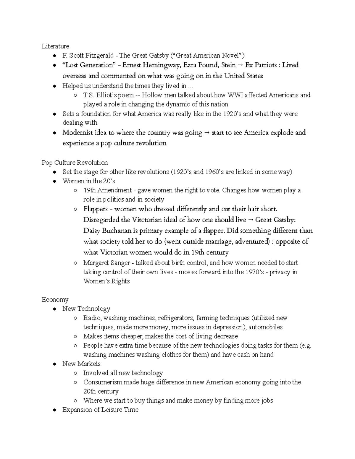 1920's - Professor: Gouduti - Literature F. Scott Fitzgerald - The ...