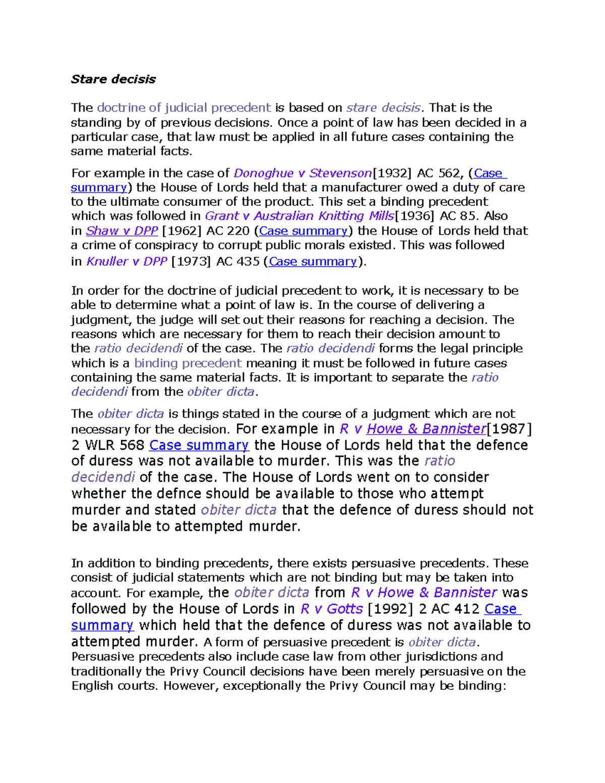 Stare decisis - Grade: 6 - Stare decisis The doctrine of judicial ...