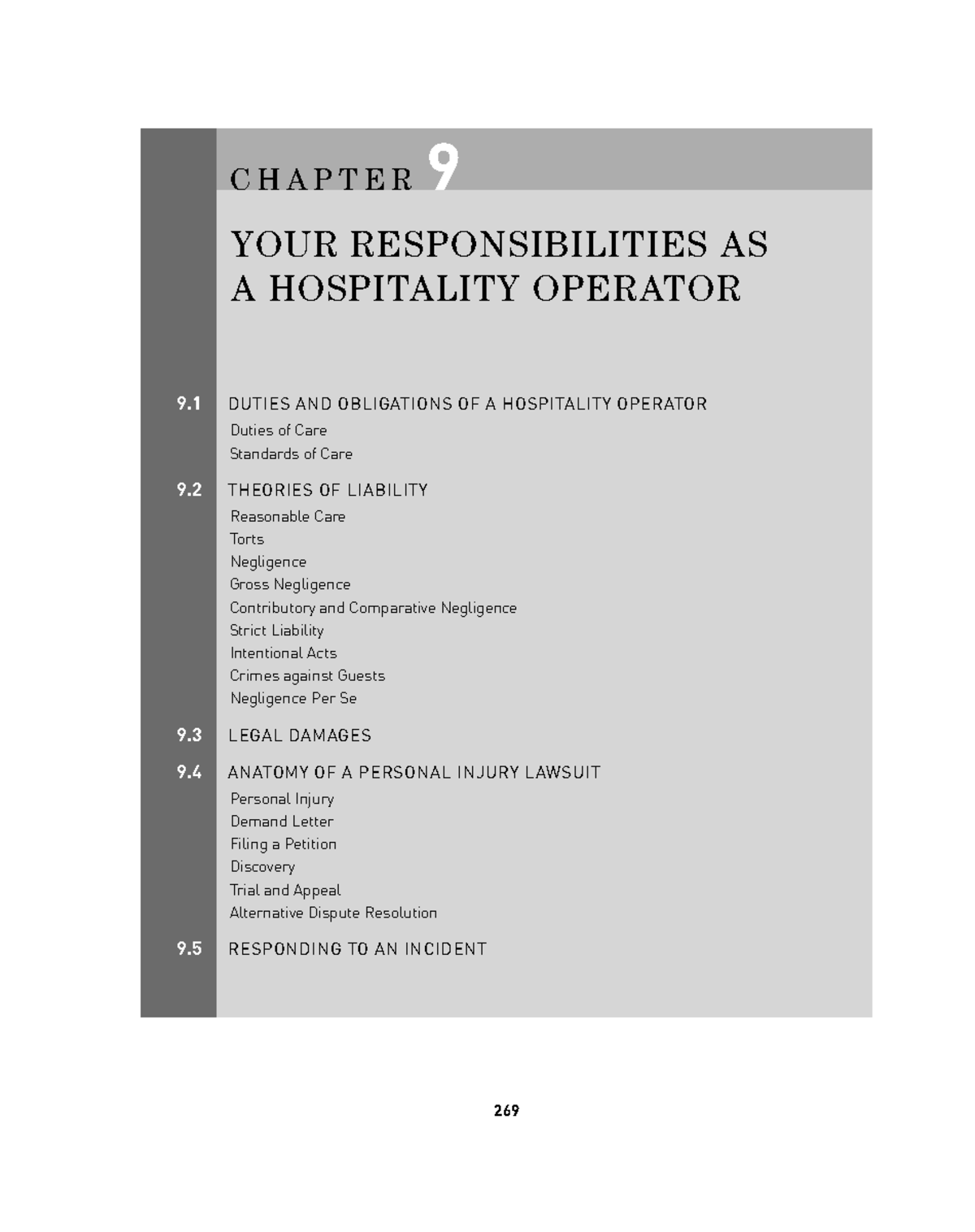 10. Chapter 9 - YOUR Responsibilities AS A Hospitality Operator - 269 C ...